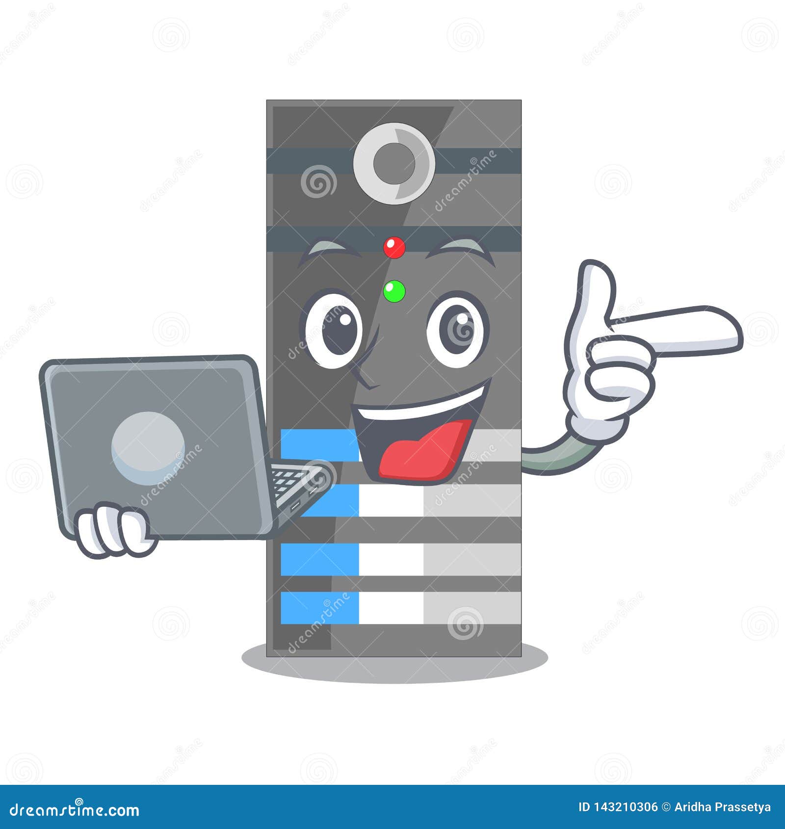 With Laptop Data Server Next the Cartoon Computer Stock Vector ...