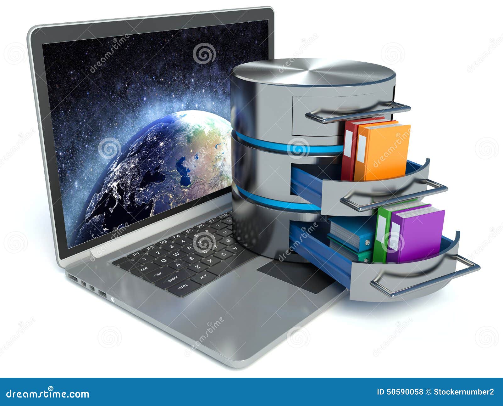 Laptop Data Storage on White Stock Illustration - Illustration of ...