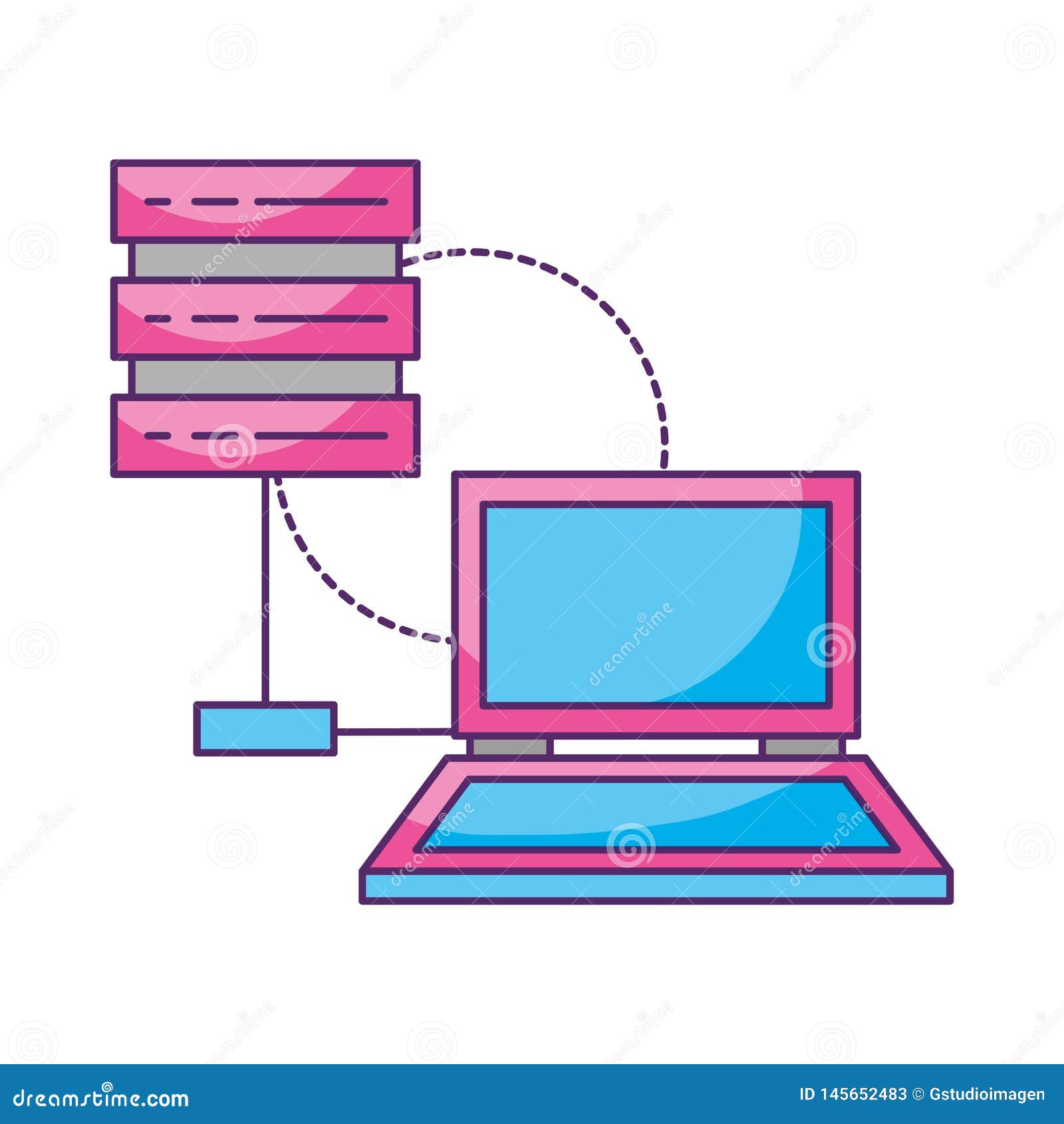 Laptop Database Server Connection Storage Stock Illustration Illustration Of Server System 5818