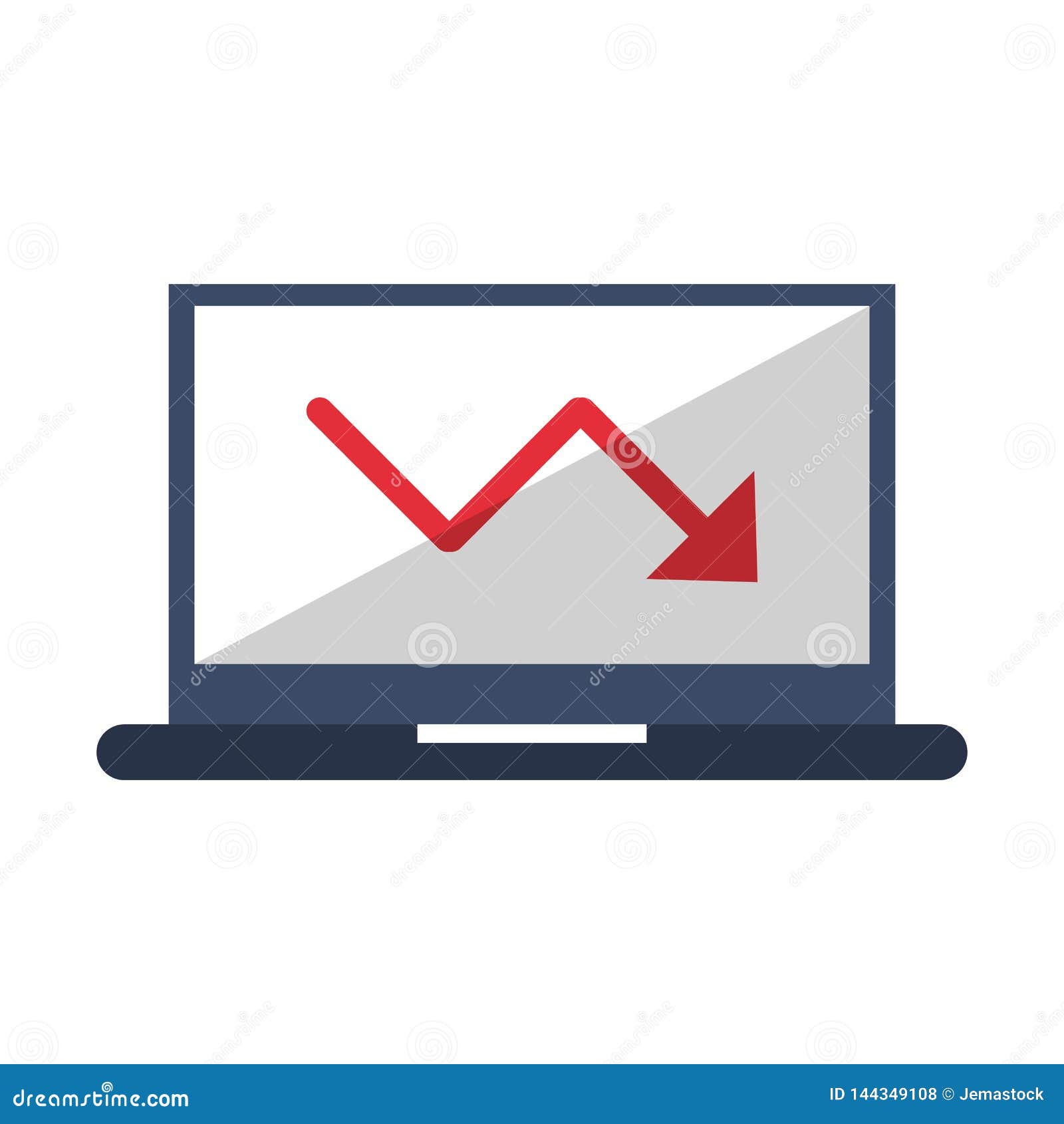 Laptop with Decrease Statistics Arrow Symbol Stock Vector ...