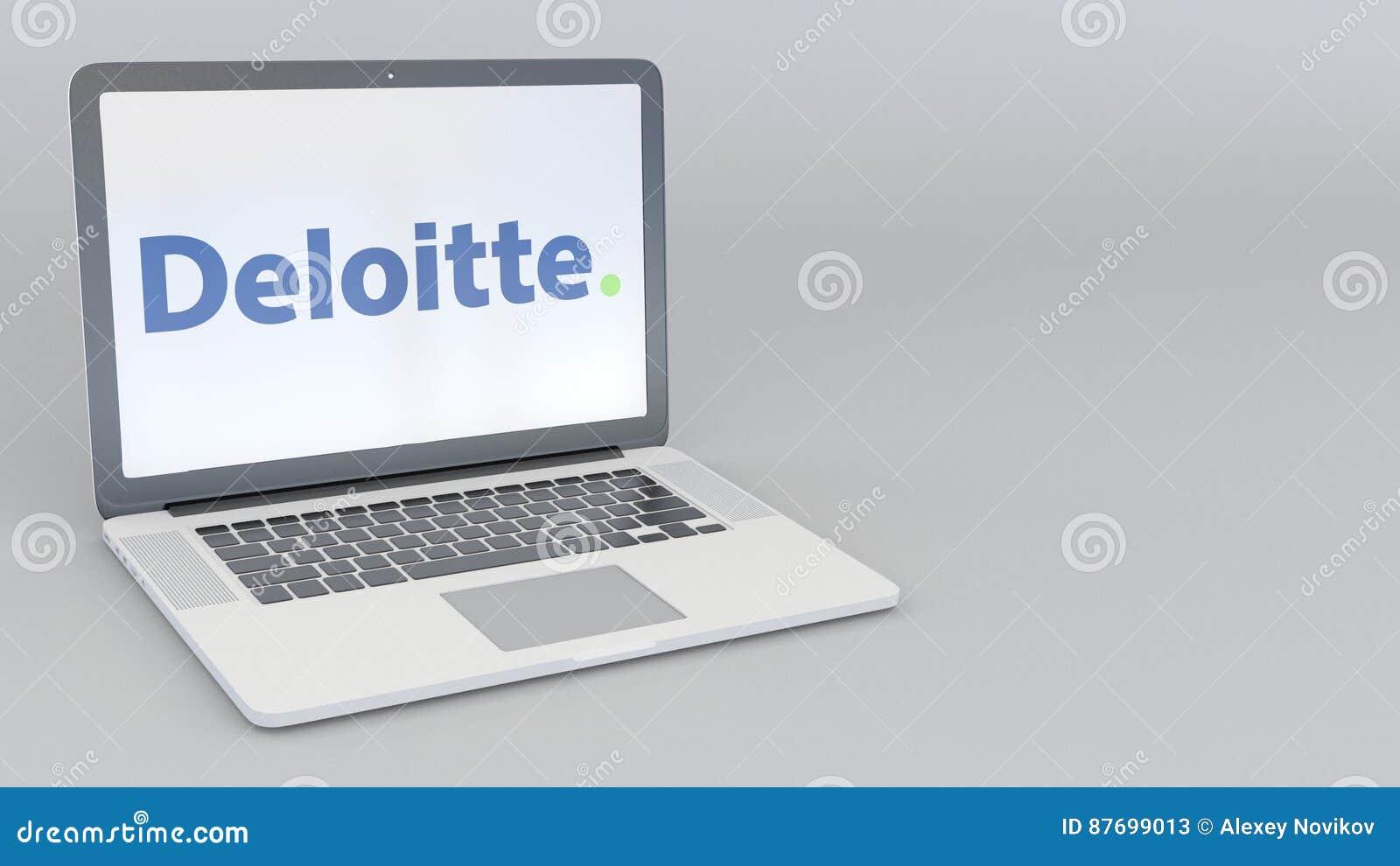 Laptop with Deloitte Logo. Computer Technology Conceptual Editorial 3D ...