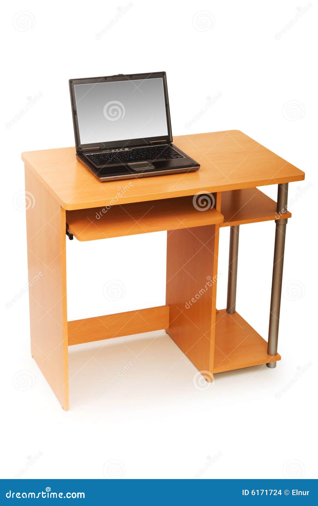 Laptop and desk isolated stock photo. Image of silver - 6171724