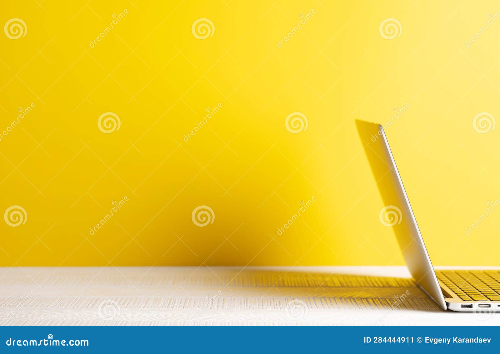 Laptop on desk stock image. Image of table, monitor - 284444911