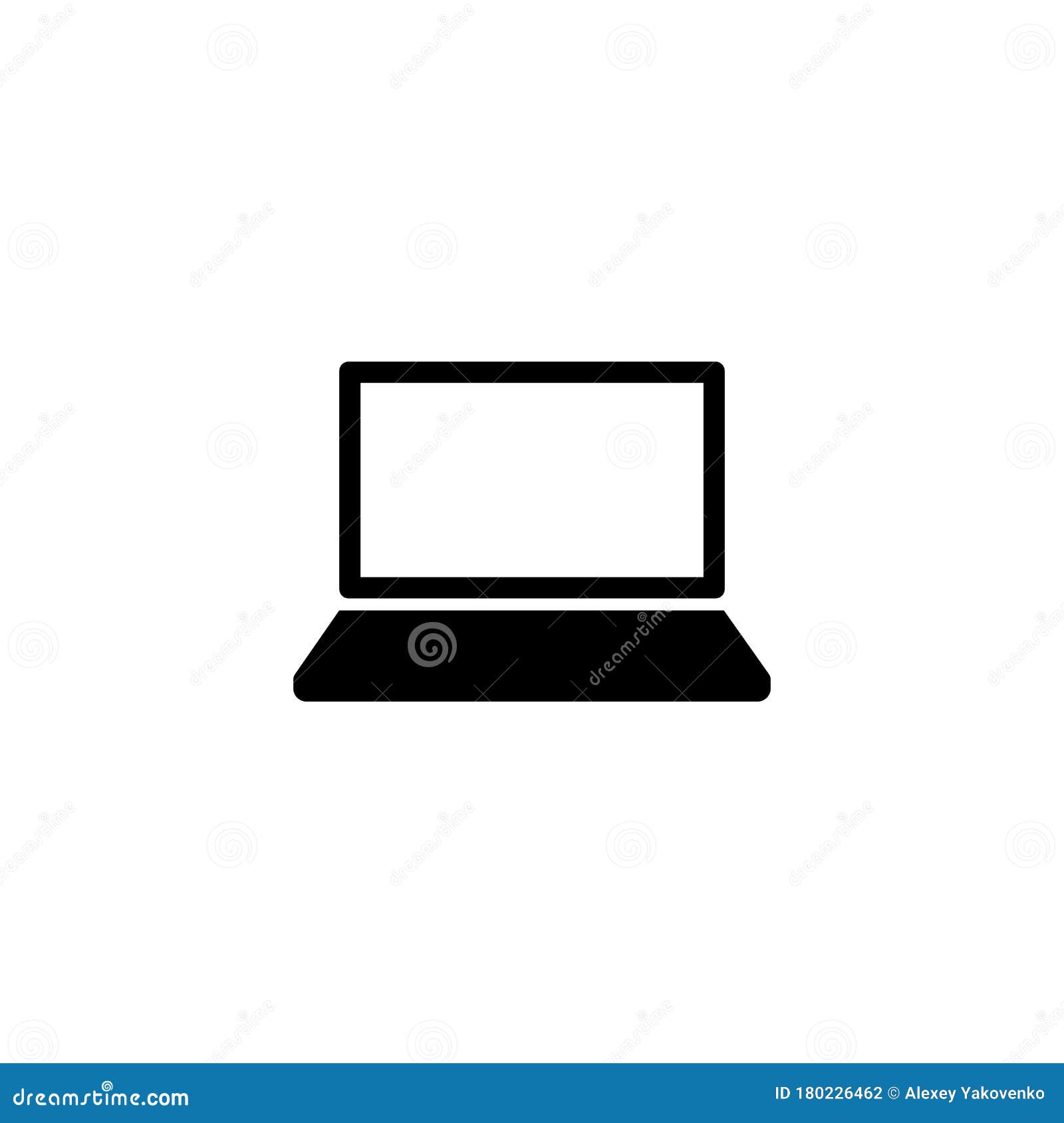 Laptop, Desktop, Computer Icon in Black Simple Design on an Isolated ...