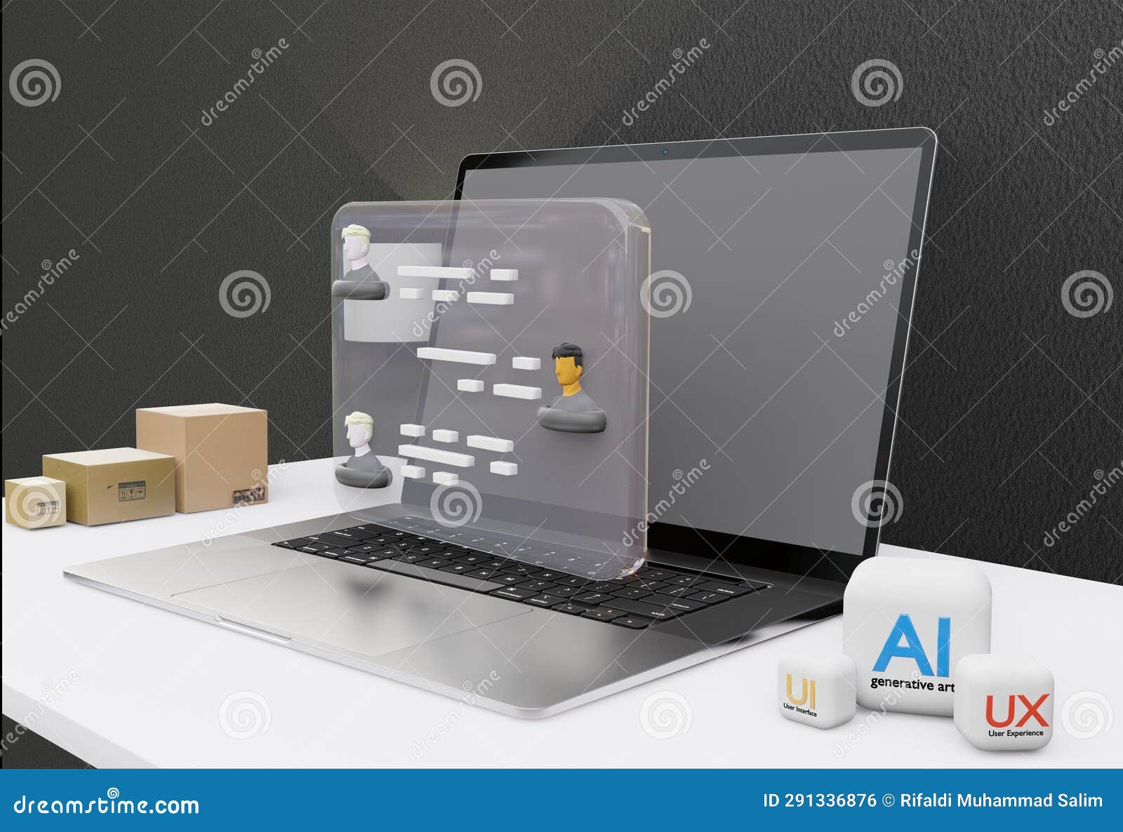 Laptop Desktop 3d Illustration Data Analytics Website Seo Algorithm Ai Ui Ux Programming