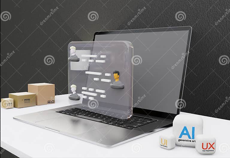 Laptop Desktop 3d Illustration Data Analytics Website Seo Algorithm Ai Ui Ux Programming