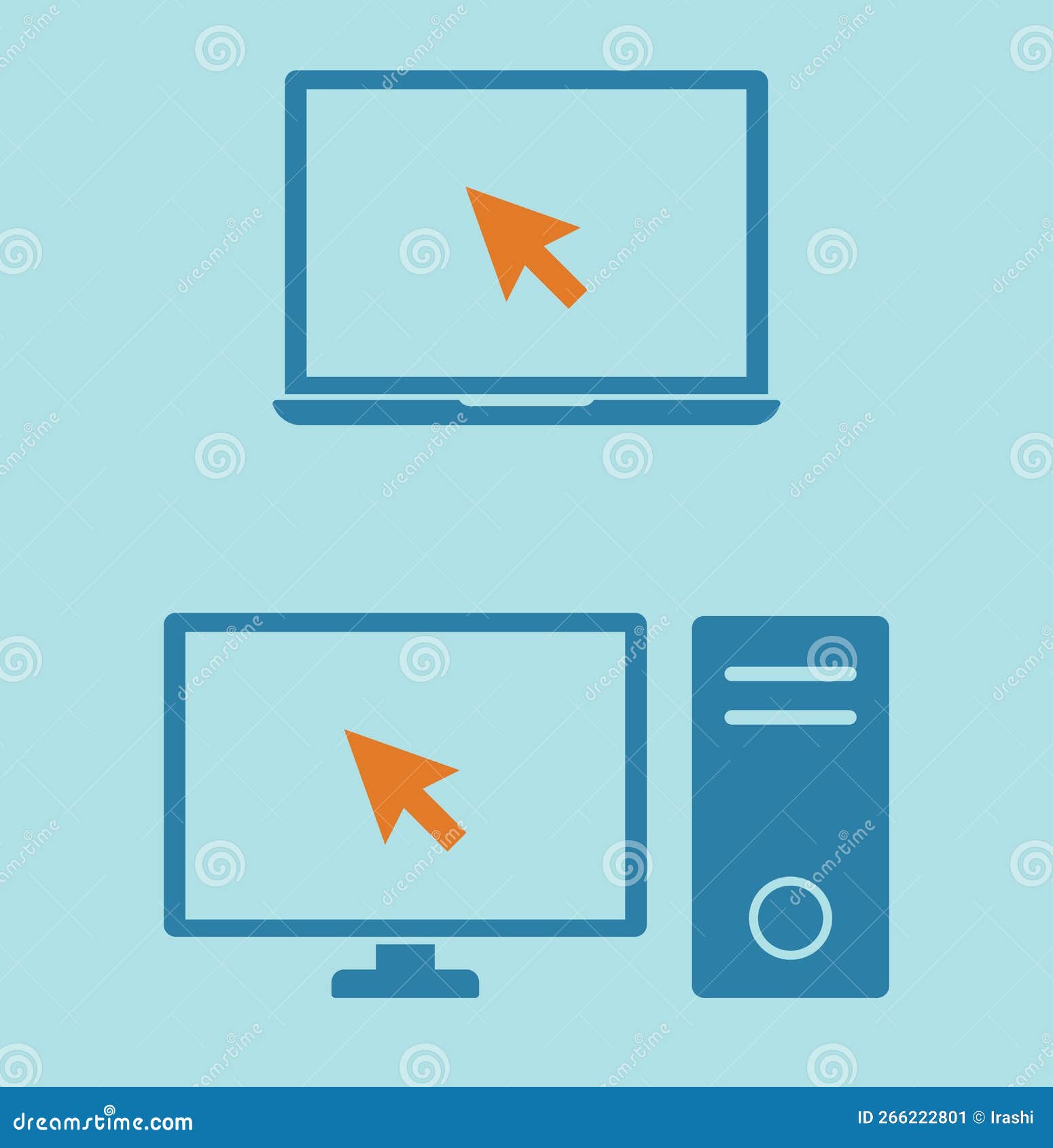 Laptop and Desktop Pc Computer with Mouse Pointer Stock Vector ...