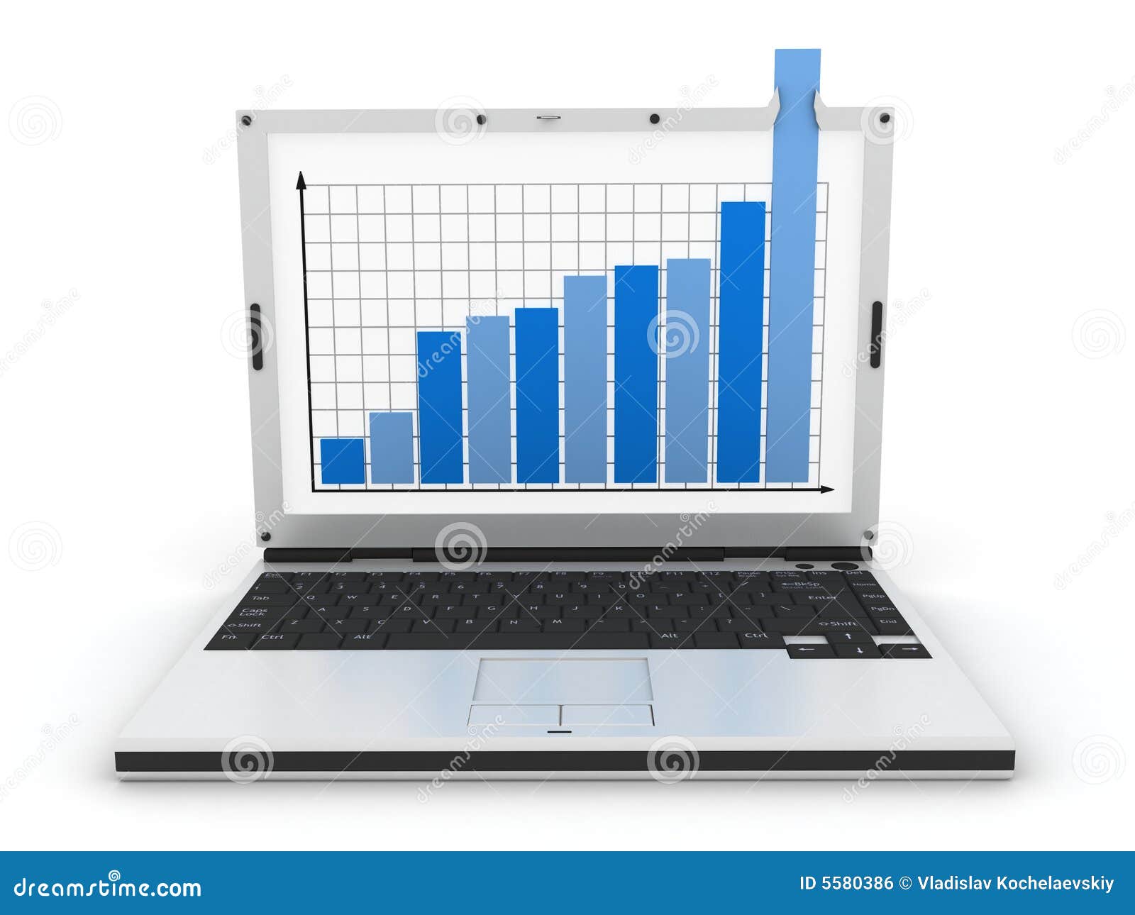 Laptop and diagram stock illustration. Illustration of data - 5580386