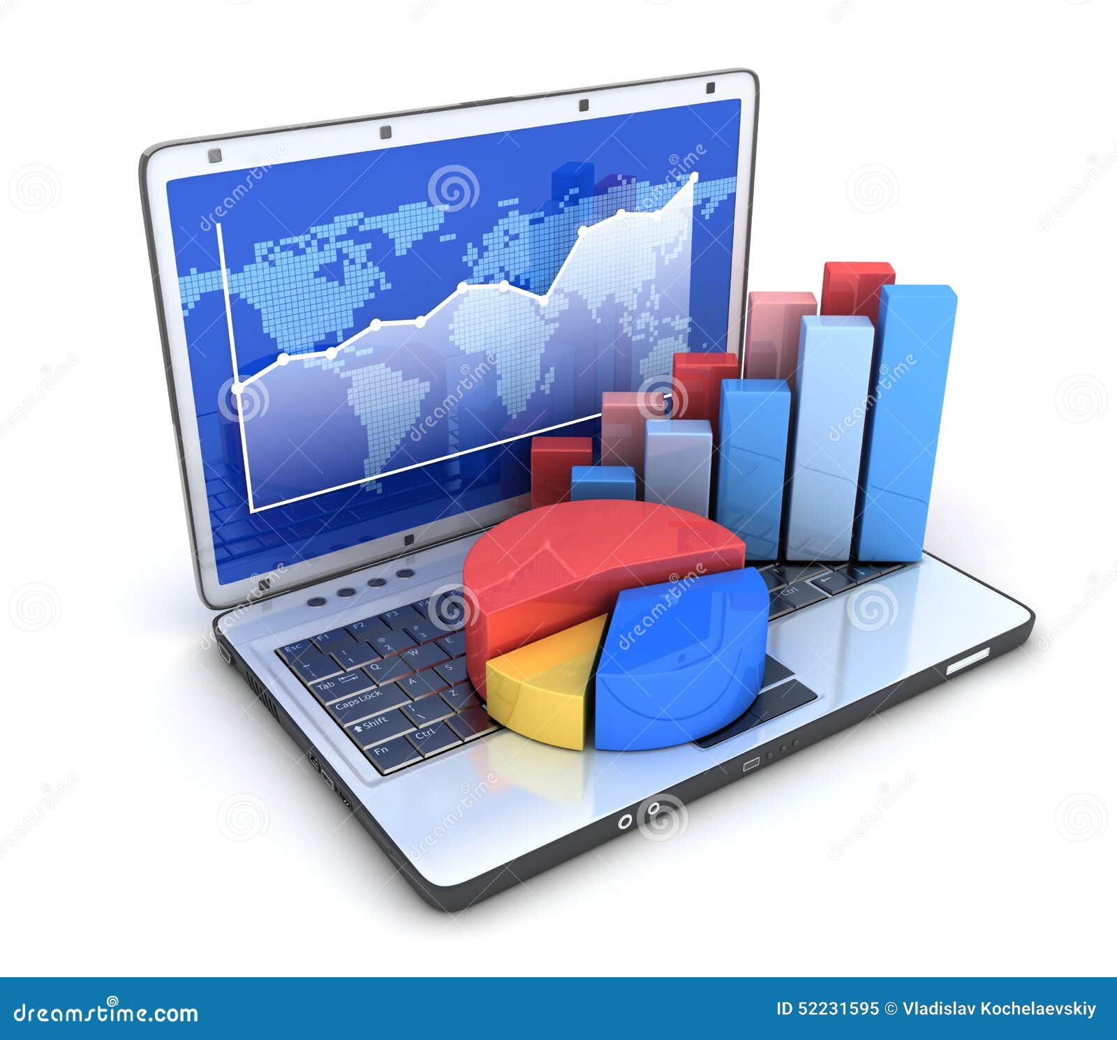 Laptop and diagram stock illustration. Illustration of growth - 52231595