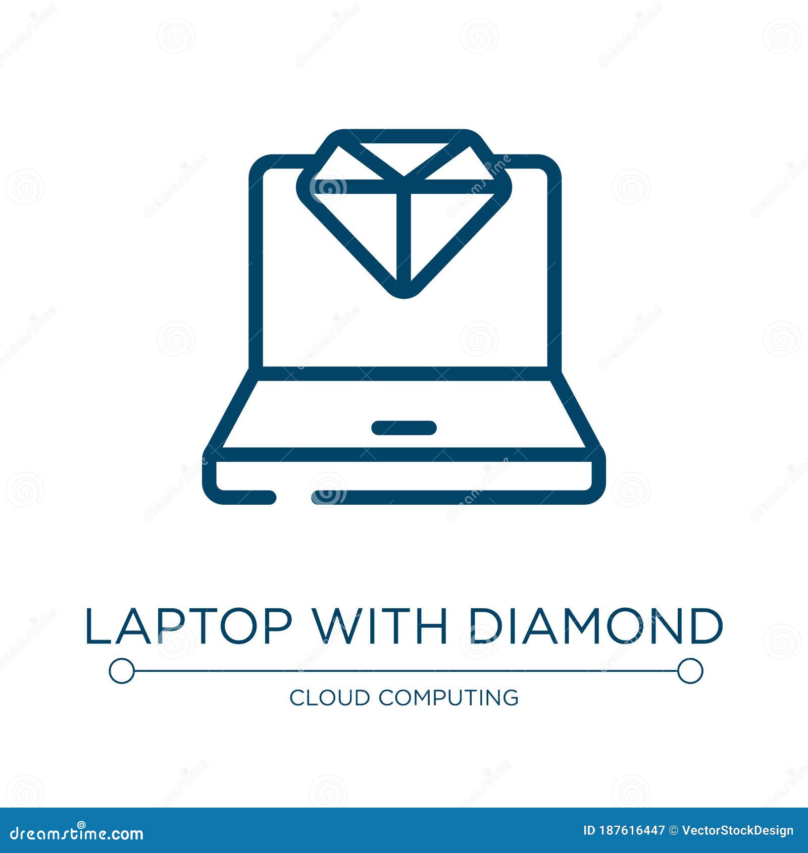 Laptop with Diamond Icon. Linear Vector Illustration from Computer and ...