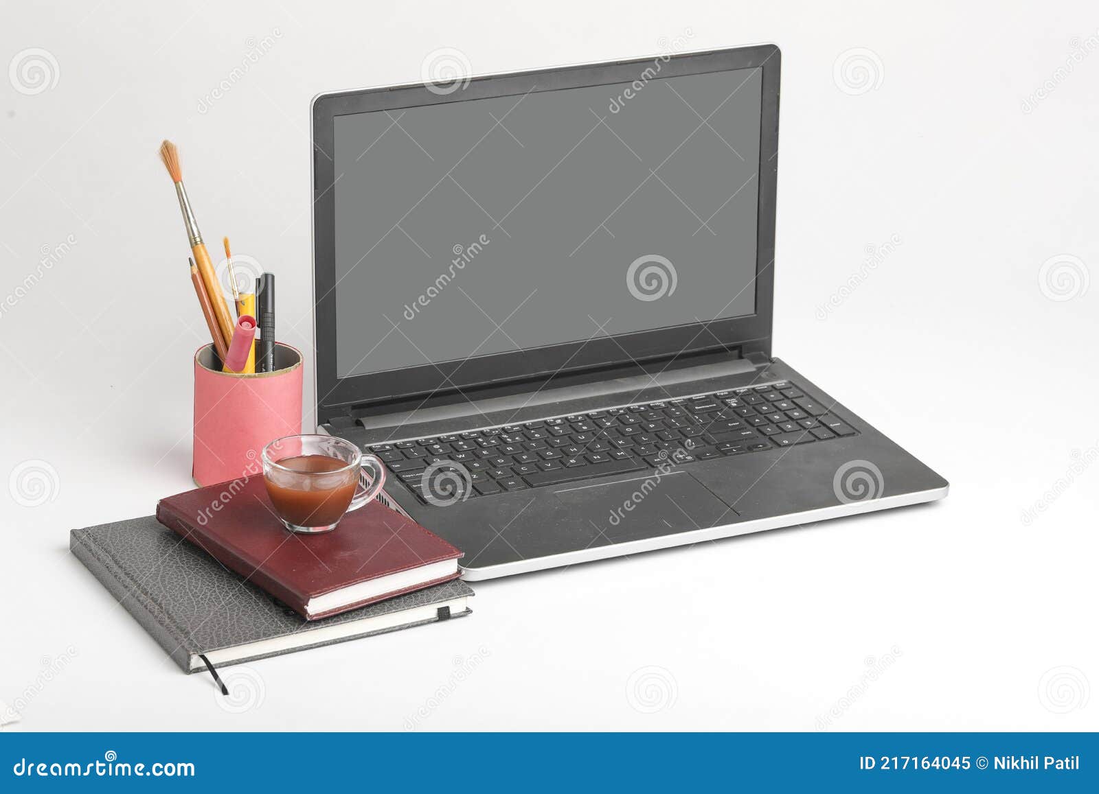 Laptop and Diary with Cup of Tea. Work from Home Concept Stock Image ...