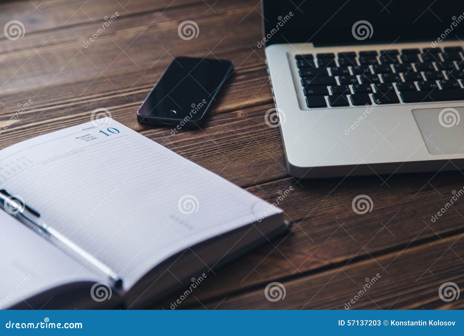 Laptop and Diary on the Desk Stock Image - Image of home, note: 57137203