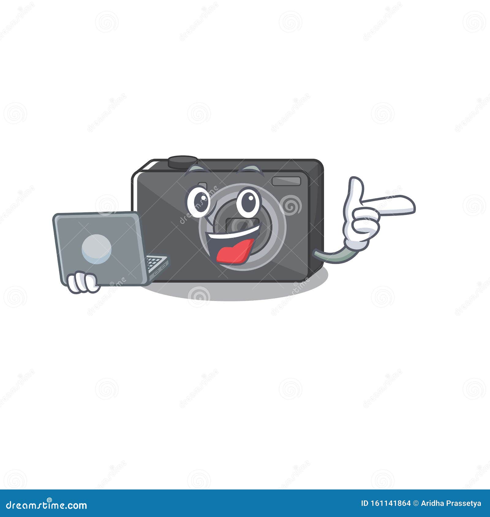 With Laptop Digital Camera in the Cartoon Shape Stock Vector ...