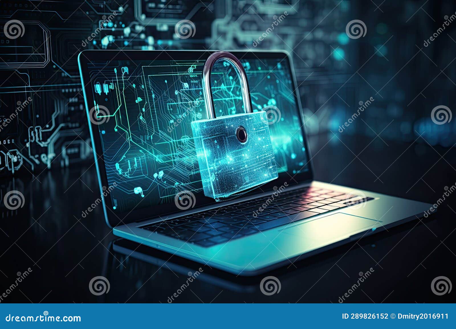 Laptop with Digital Padlock. Stock Photo - Image of privacy, network ...