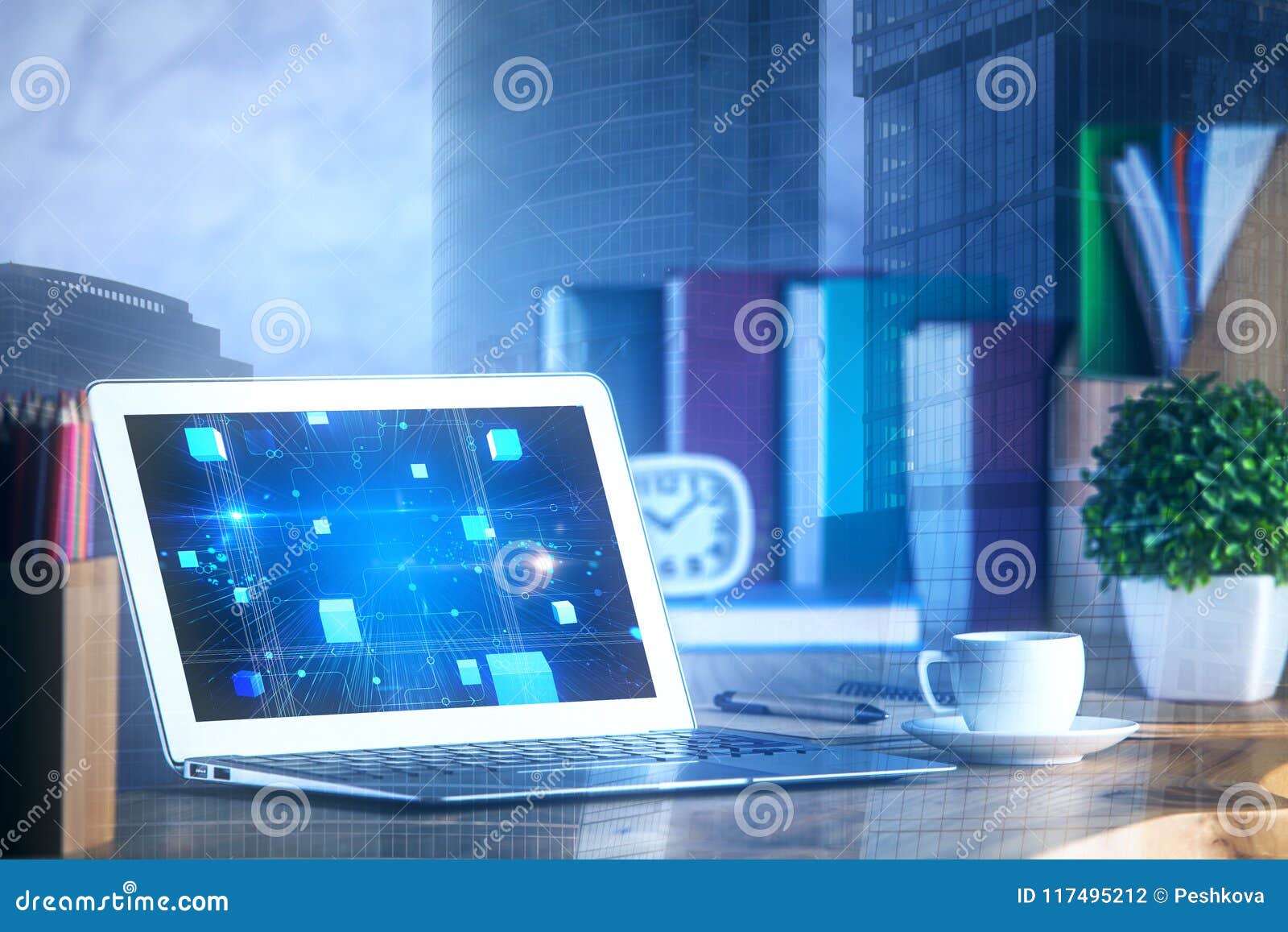 Laptop with digital screen stock photo. Image of internet - 117495212
