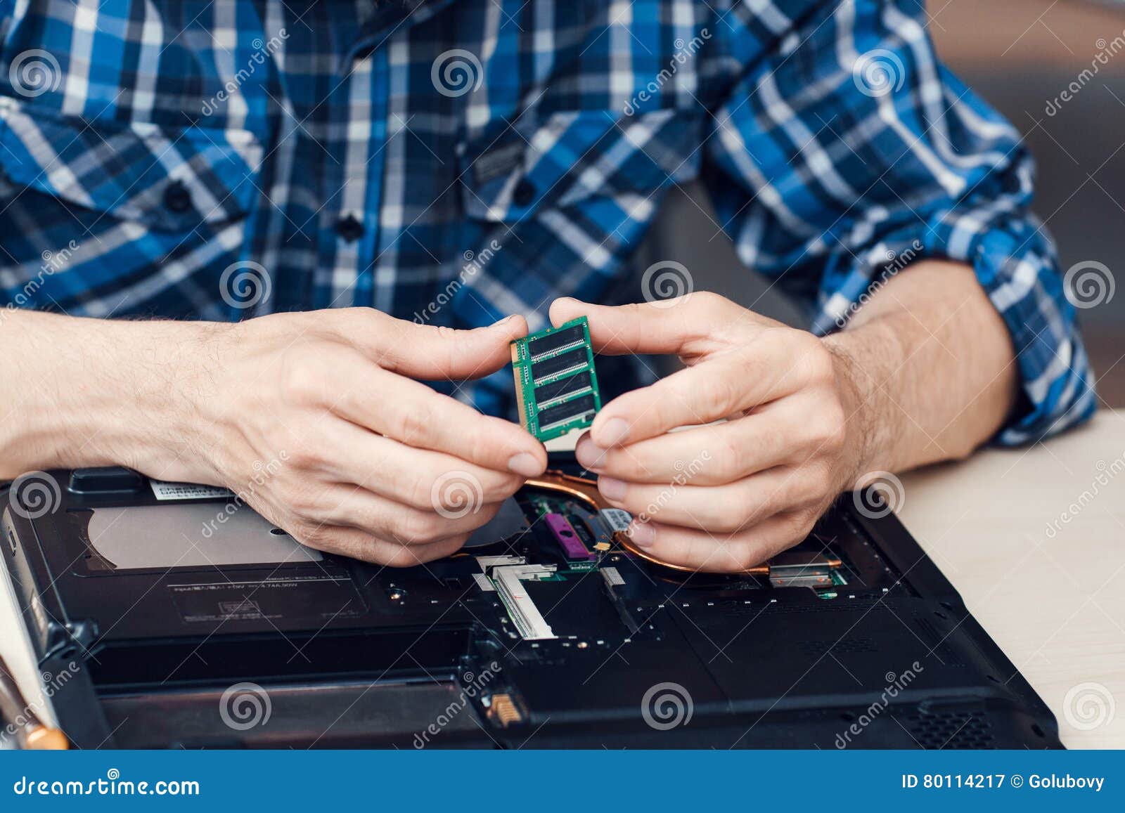 Laptop Disassembling in Repair Shop, Close-up Stock Image - Image of ...