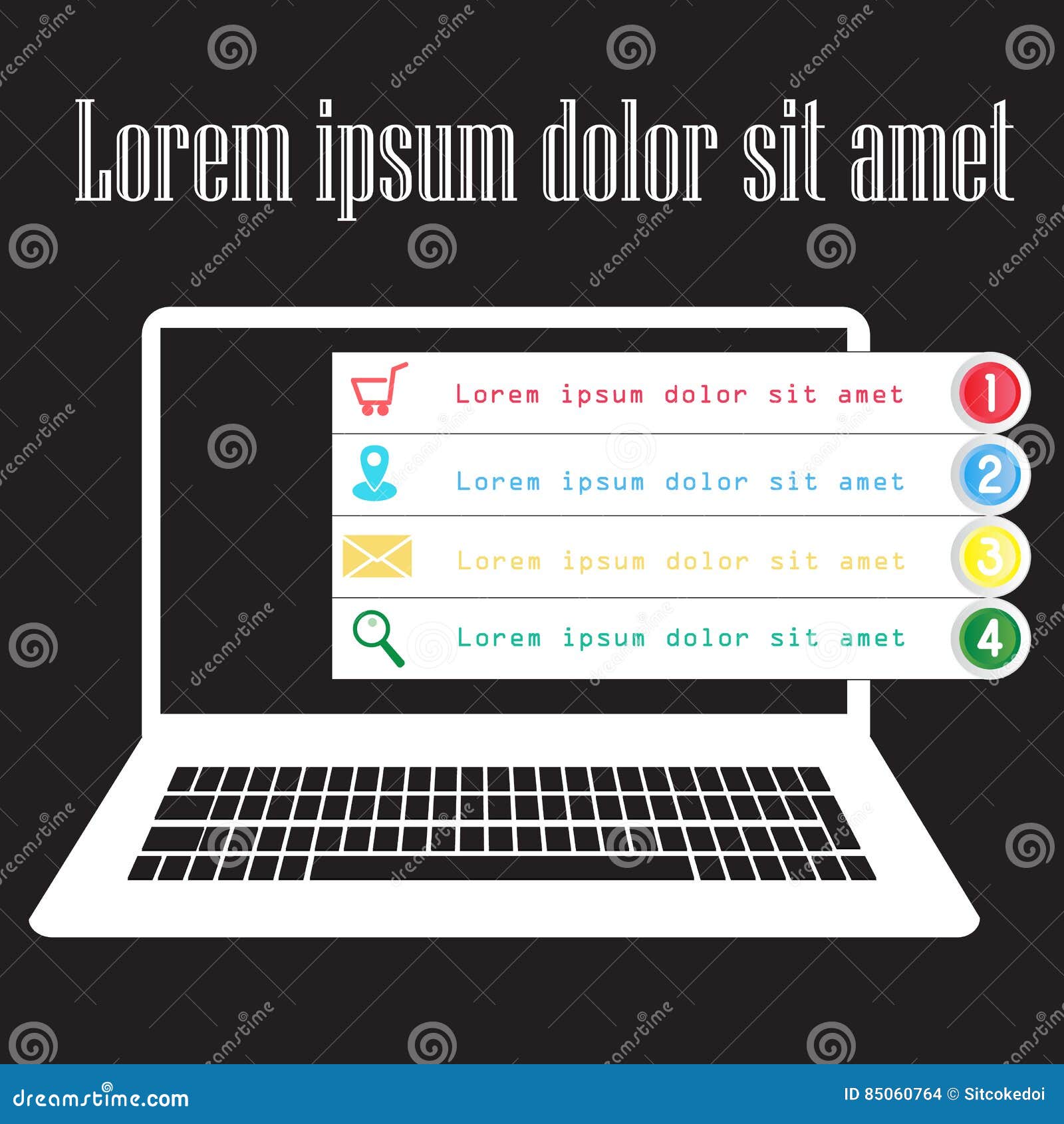 Laptop Display with Open Color Tab Stock Vector - Illustration of ...