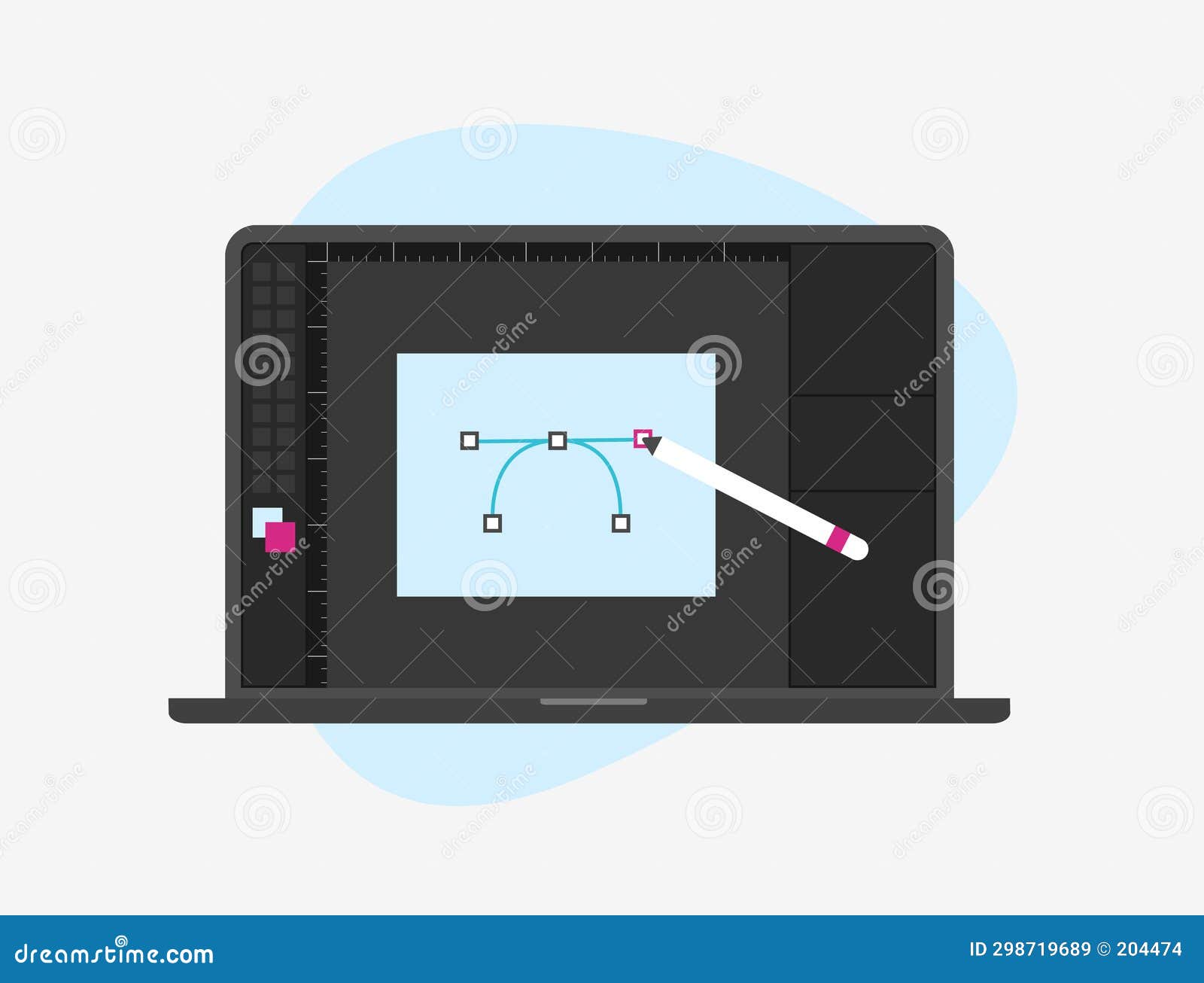 Laptop Display with Vector Ui Design Program for Professional Digital ...