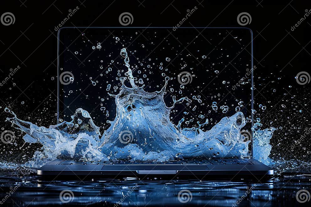 Laptop Displaying a Captivating Water Splash Effect on the Screen for a ...