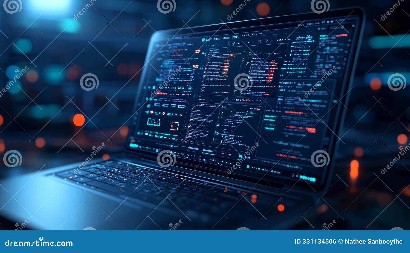 Laptop Displaying Complex Programming Code in Dark Room Stock ... Laptop Displaying Complex Programming Code in Dark Room Stock ...