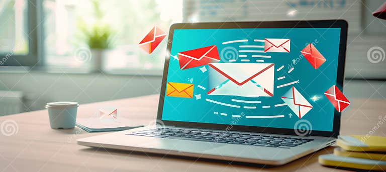 Laptop Displaying Email Interface for Sending and Receiving Electronic ...