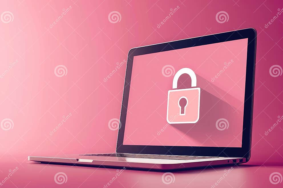 A Laptop Displaying a Lock on the Screen, Indicating Secure Access To ...