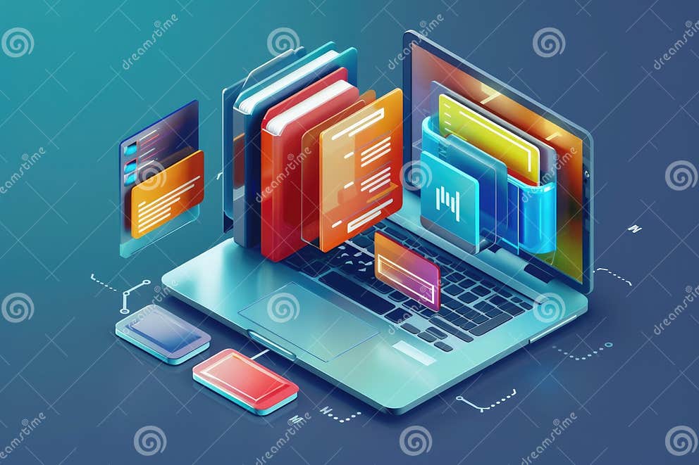 A Laptop Displaying a Stack of Books, Ideal for Educational and ...