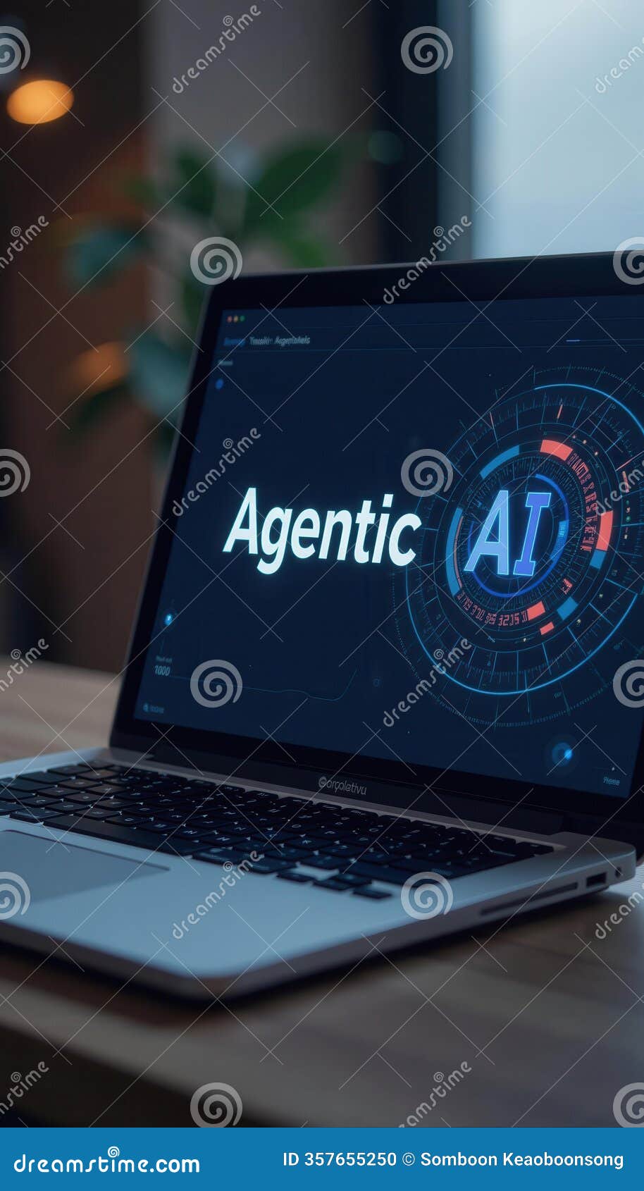 Laptop Showing Agentic AI Software Interface on Screen, Technology ...