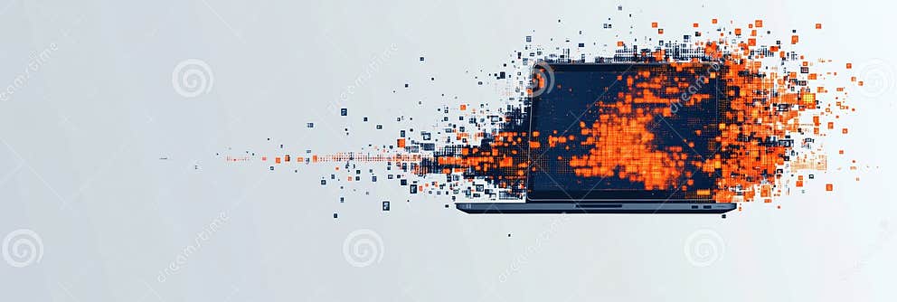 A Laptop Displays an Explosion of Vibrant Pixel Elements, Symbolizing ...