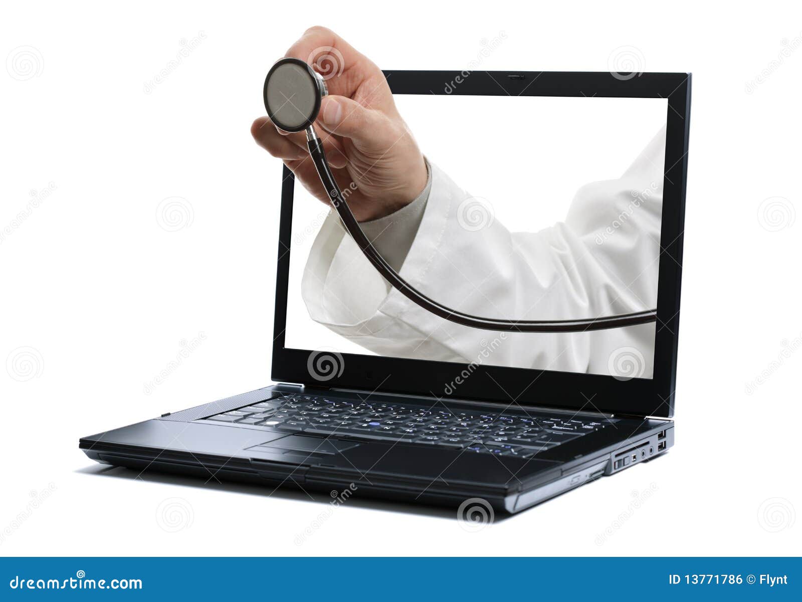 Laptop and Doctor with Stethoscope Stock Photo - Image of doctor ...
