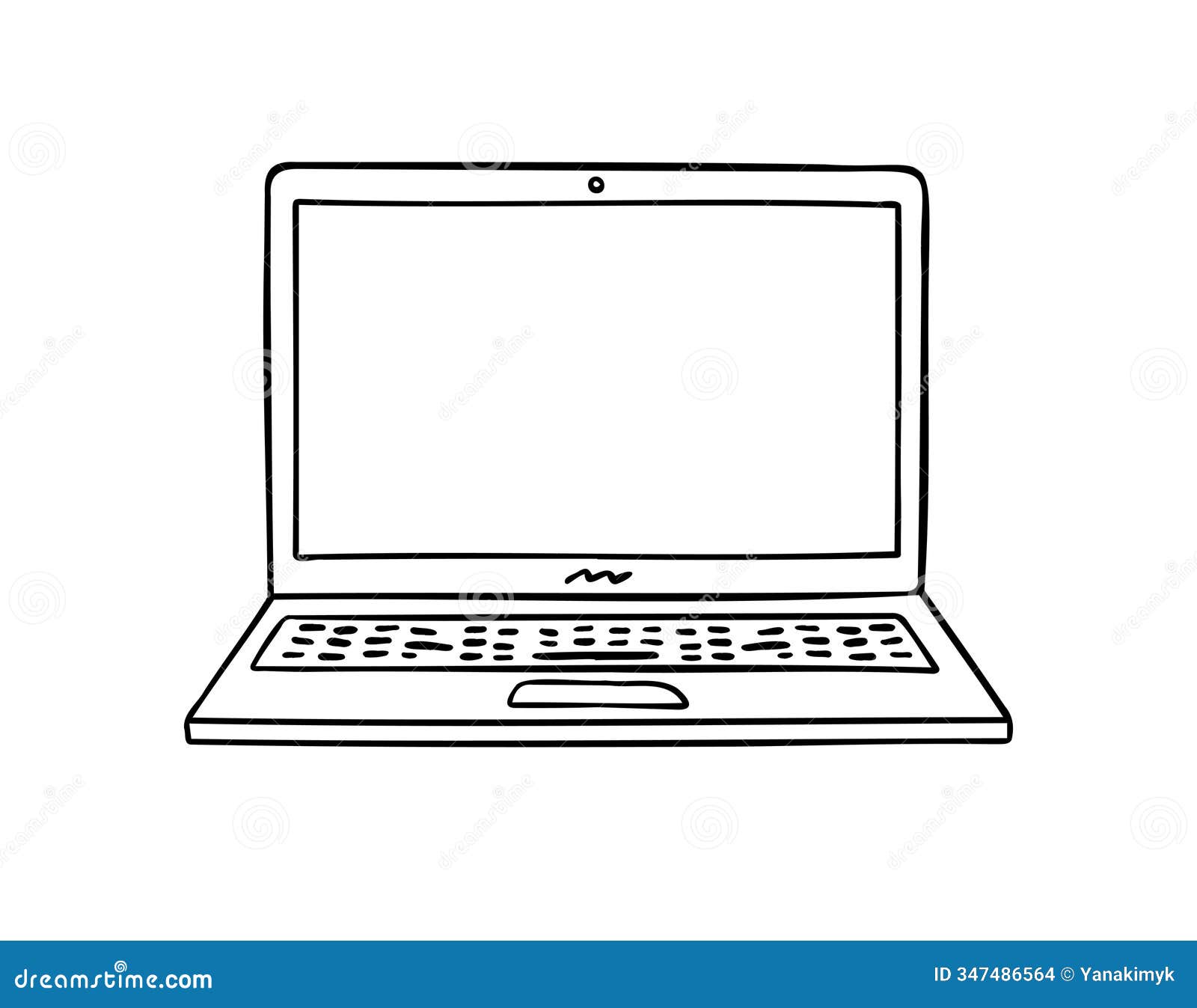 Laptop Doodle Sketch Style Icon. Single Hand Drawn Laptop Computer with ...