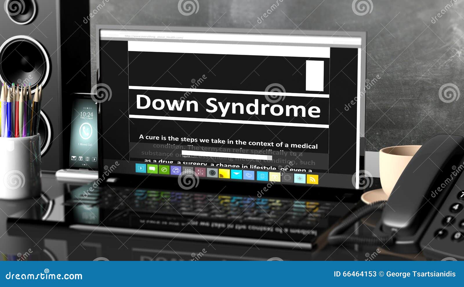 Laptop with Down Syndrome Information on Screen Stock Illustration ...