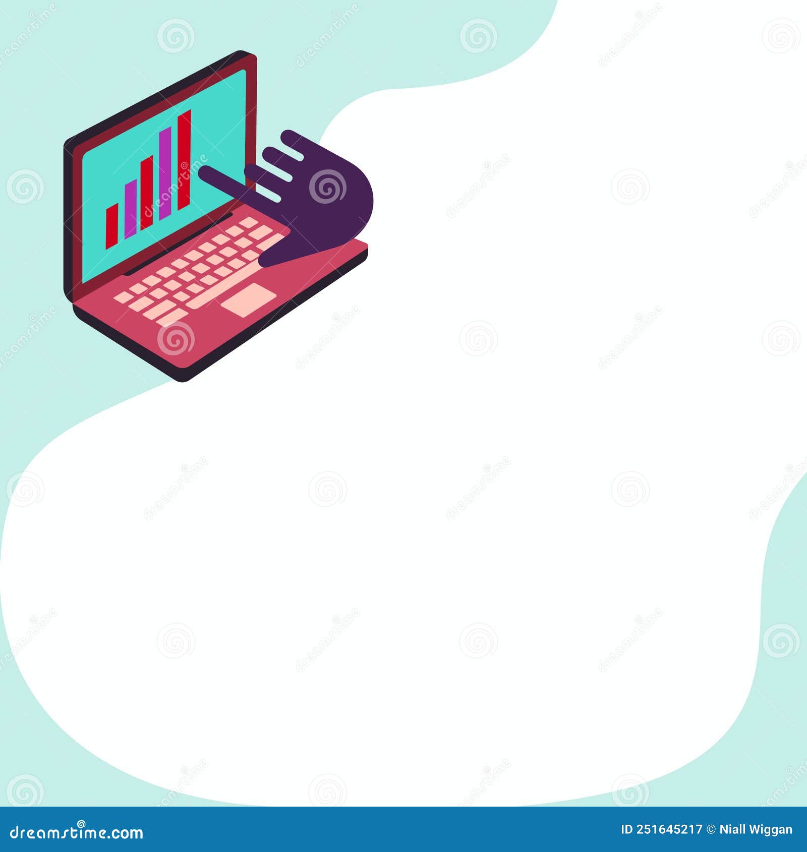 Laptop Drawing Showing Graph Growth Hand Pointing Screen. Notebook ...