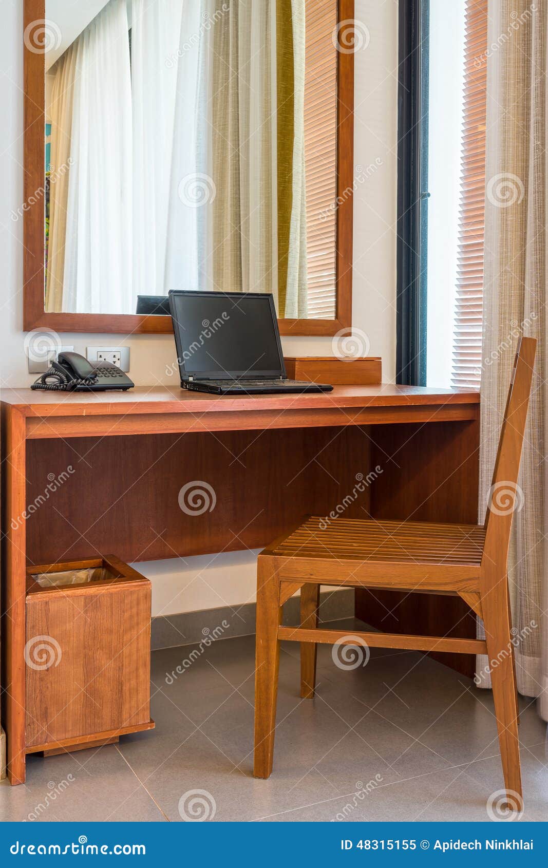 A Laptop on a Dressing Table Stock Image - Image of interior, object ...