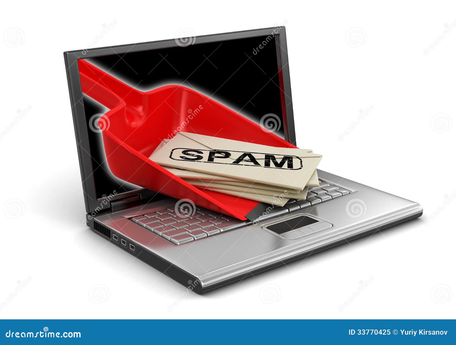 Laptop, Dustpan and Spam Letters (clipping Path Included) Stock ...