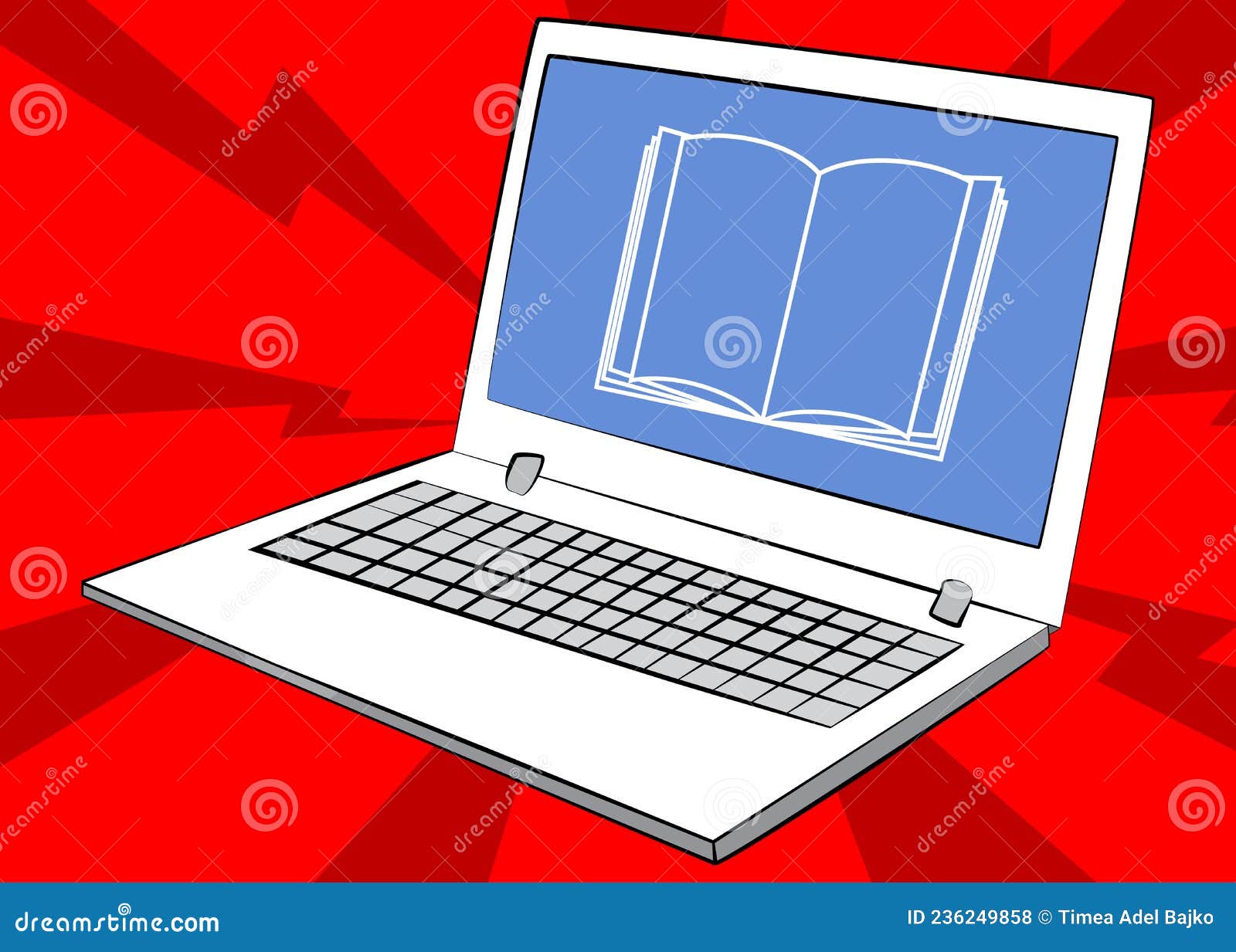 Laptop with E-book Icon on the Screen. Stock Vector - Illustration of ...