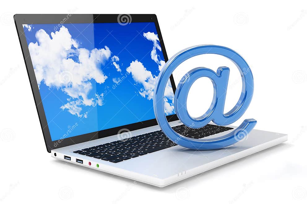 Laptop and e-mail symbol stock illustration. Illustration of glass ...