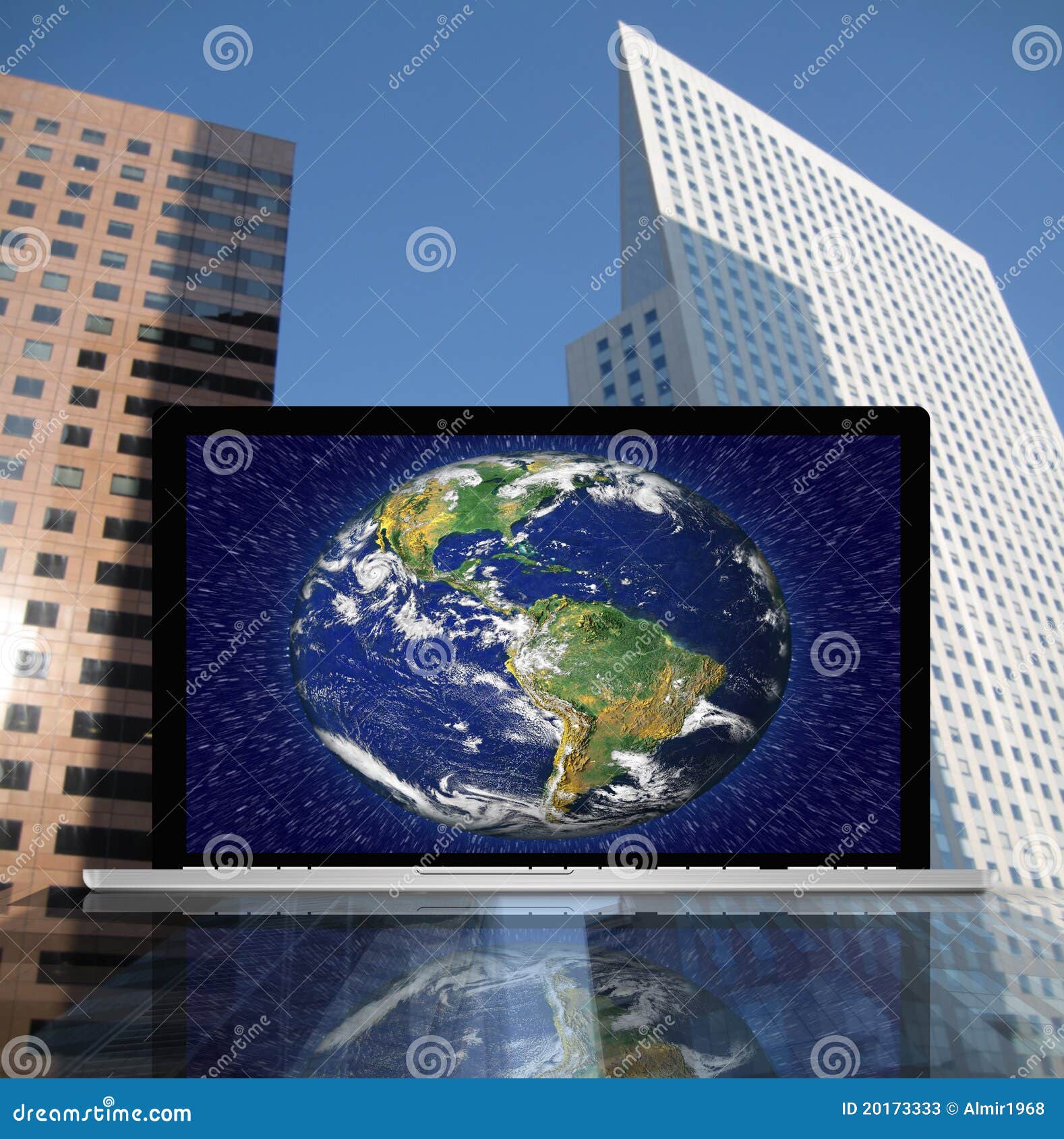 Laptop with earth stock illustration. Illustration of frame - 20173333