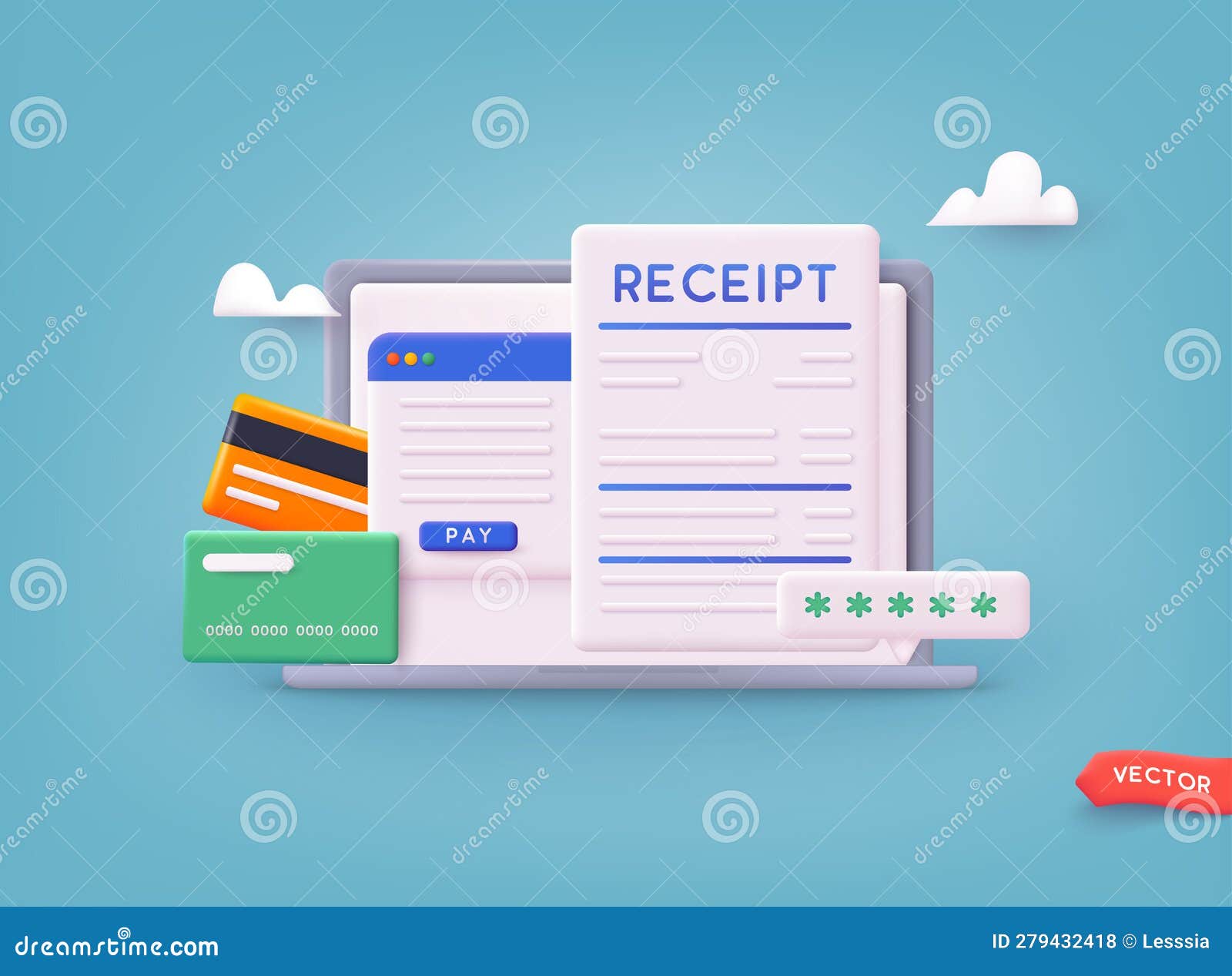 Electronic Receipt Concept With People Scene In Flat Cartoon Design ...