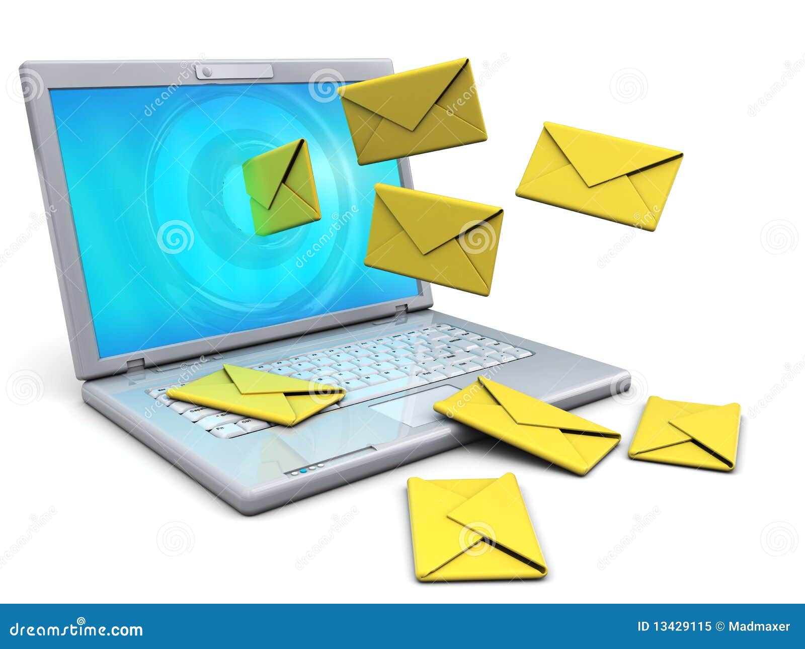 Laptop and email stock illustration. Illustration of industry - 13429115