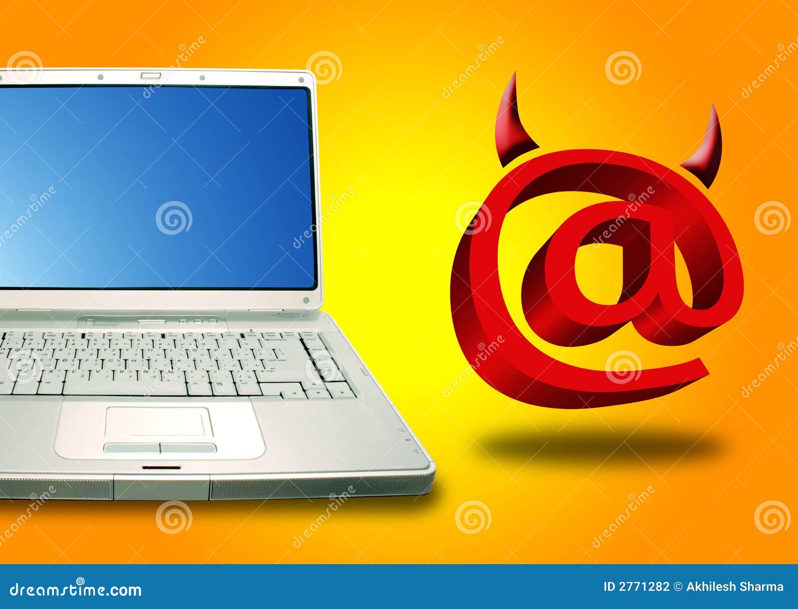 Laptop and Email devil stock illustration. Illustration of disk - 2771282
