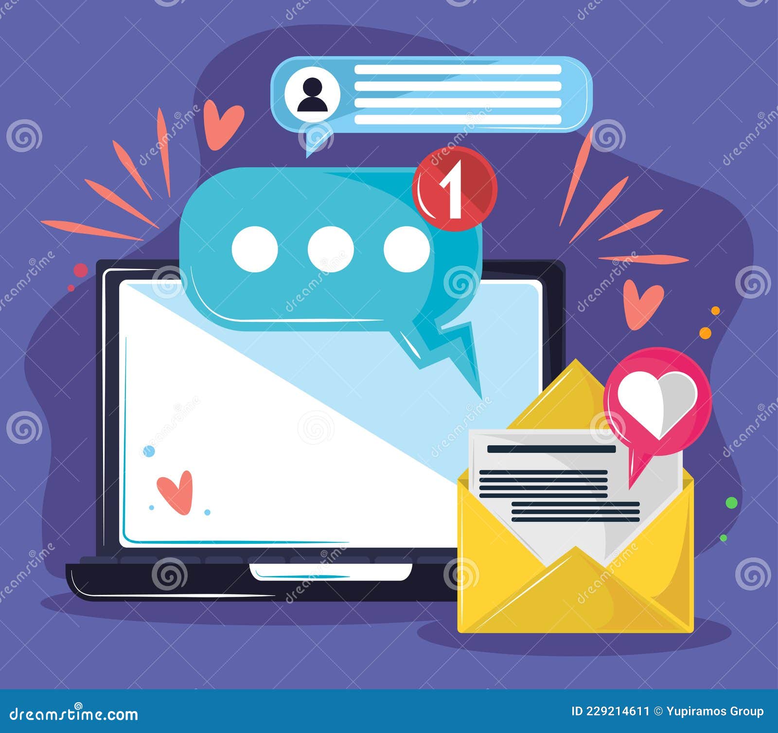 Laptop email messages stock vector. Illustration of design - 229214611
