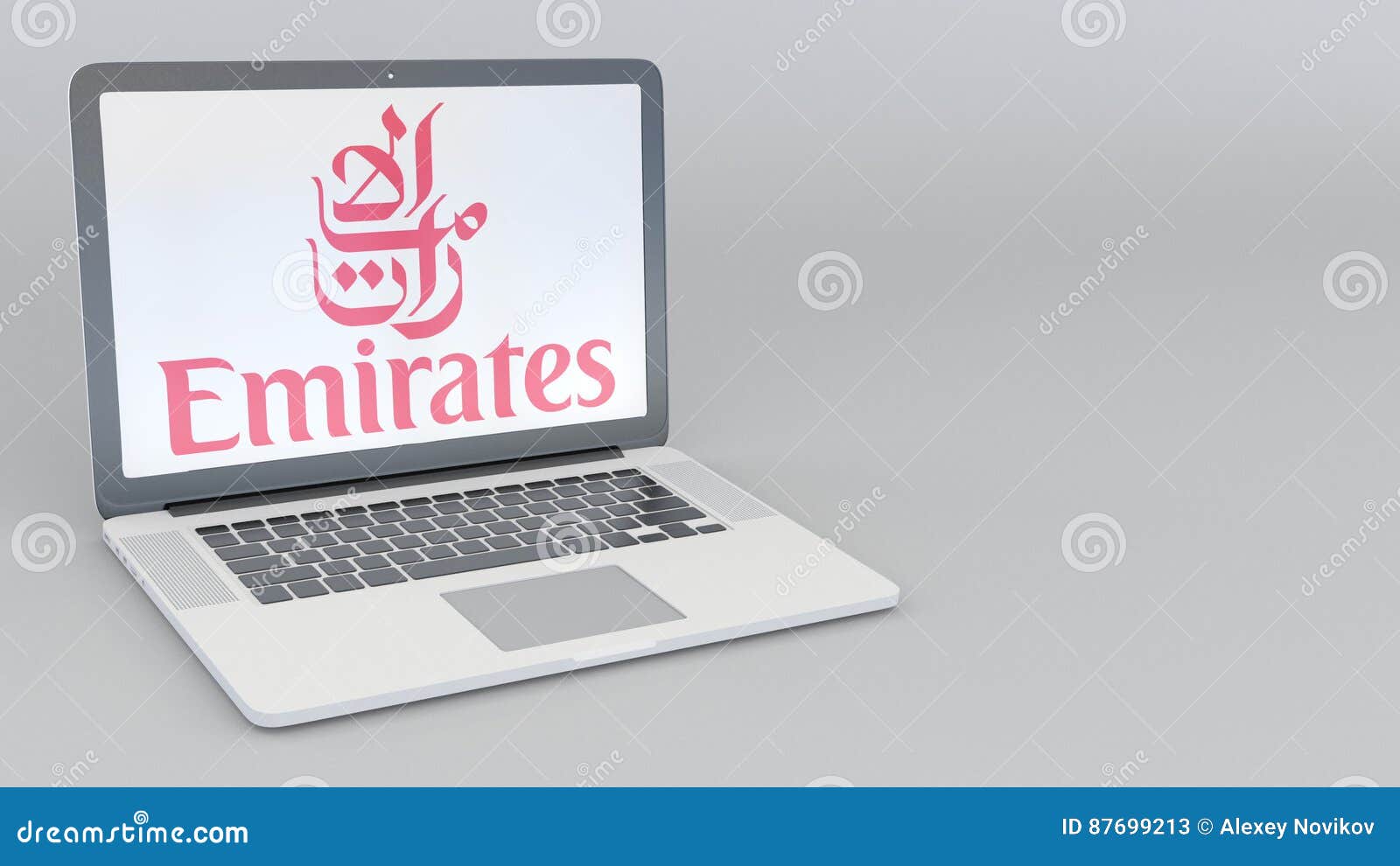 Laptop with Emirates Airline Logo. Computer Technology Conceptual ...