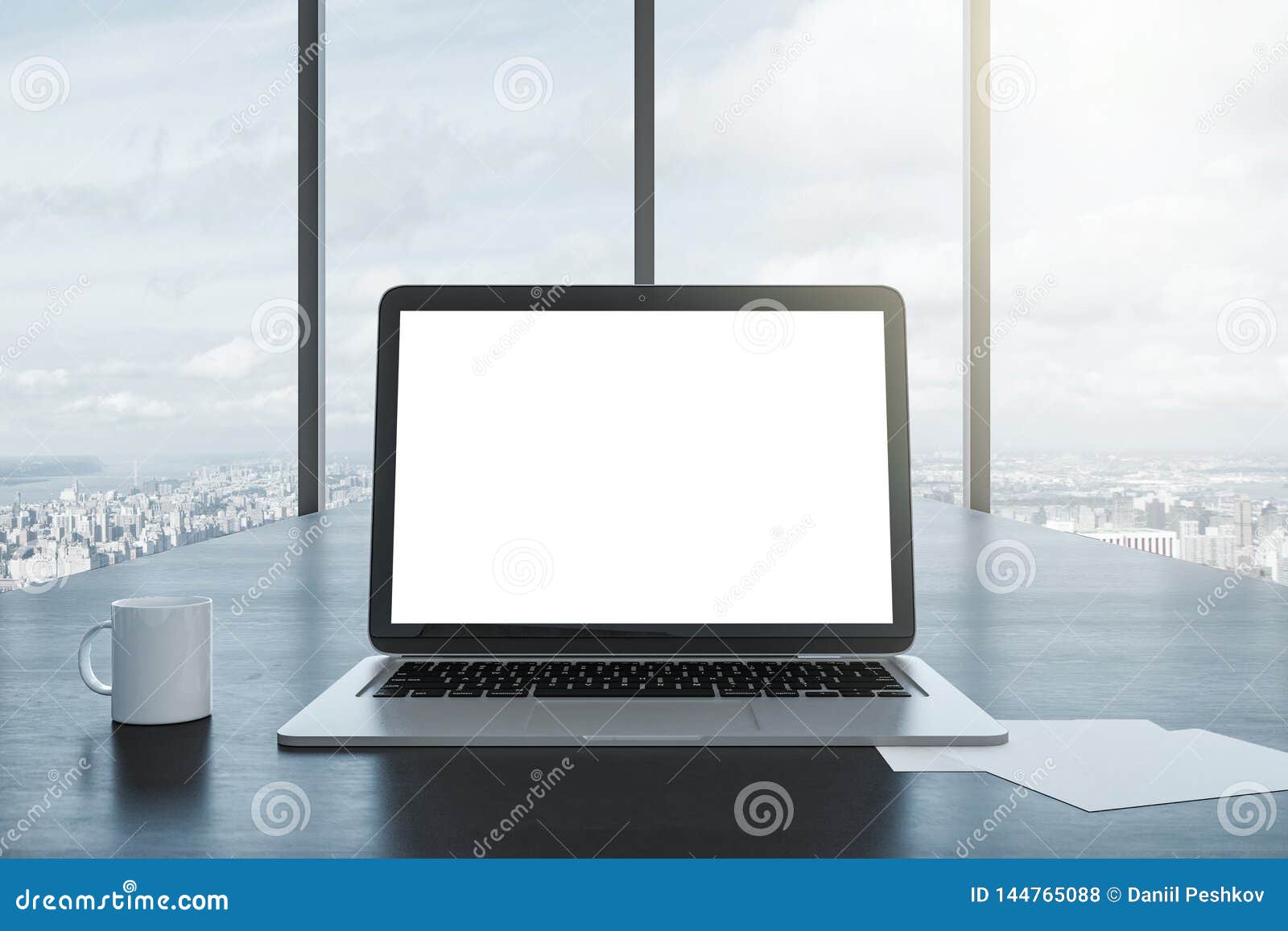 Laptop with Empty Computer Scree Editorial Stock Photo - Illustration ...