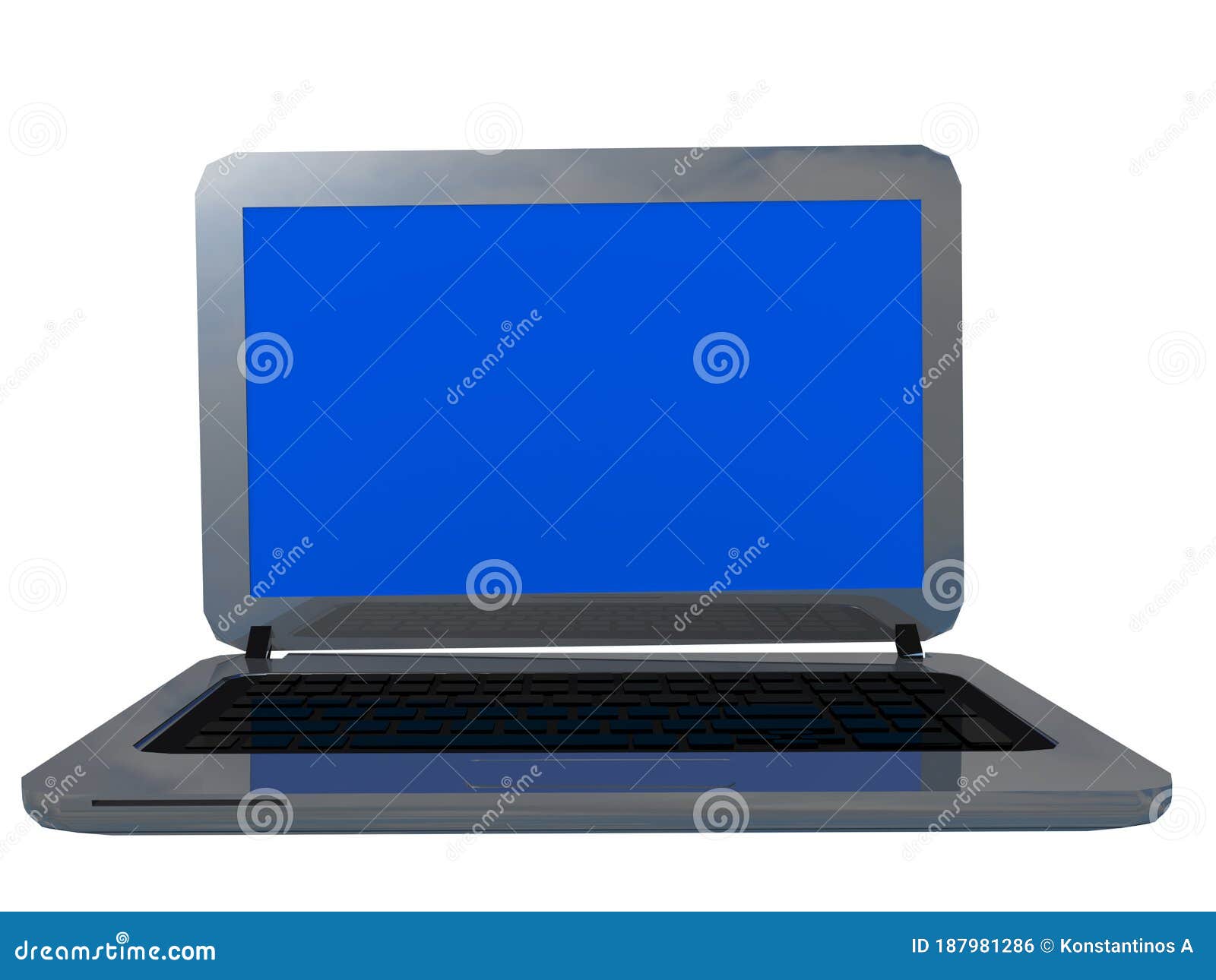 Laptop Empty Isolated Blue Screen Silver Color - 3d Rendering Stock ...