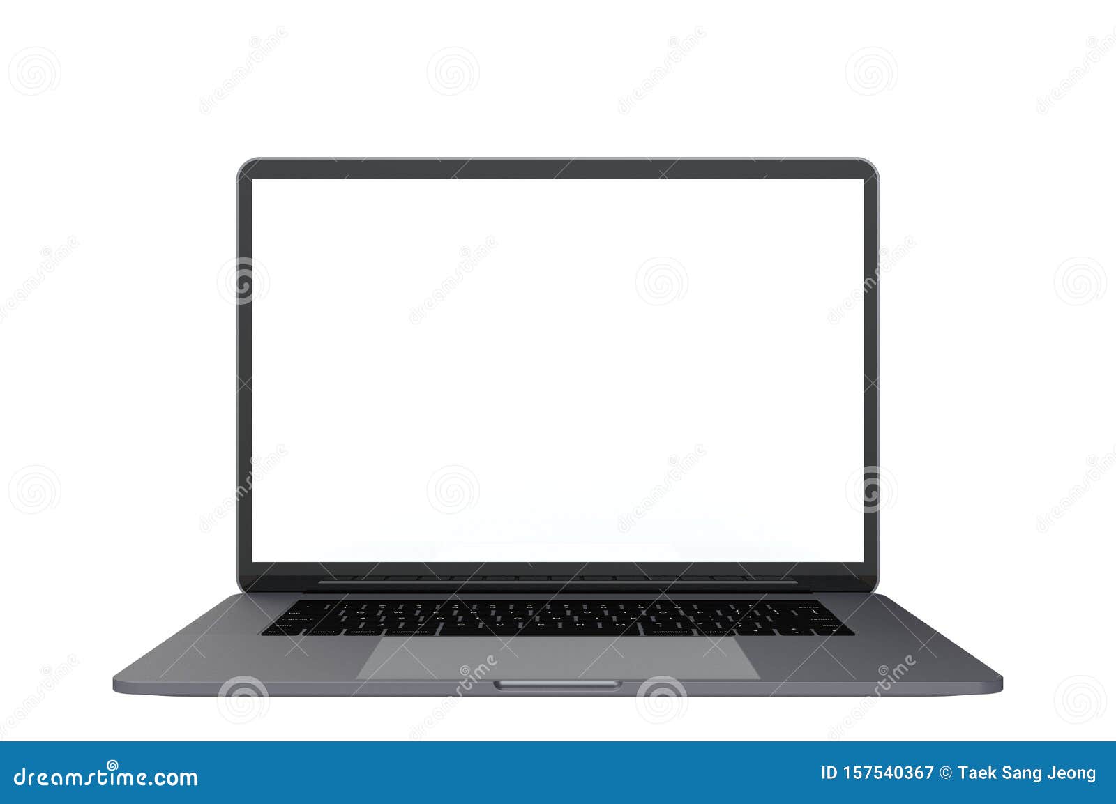 Laptop Empty Screen Front View on the White Background Stock ...