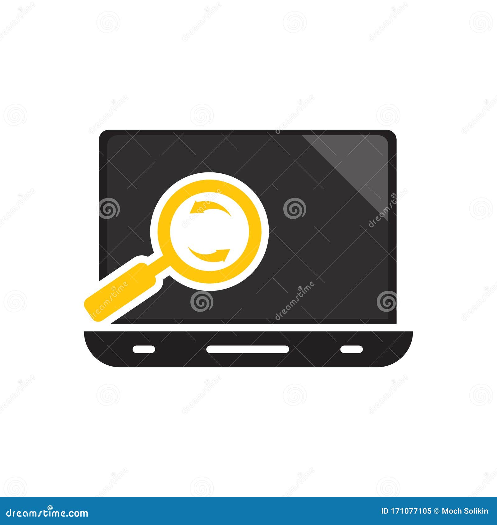 Laptop En Vergrootglas, Logo Template, Vector Illustratie Element ...