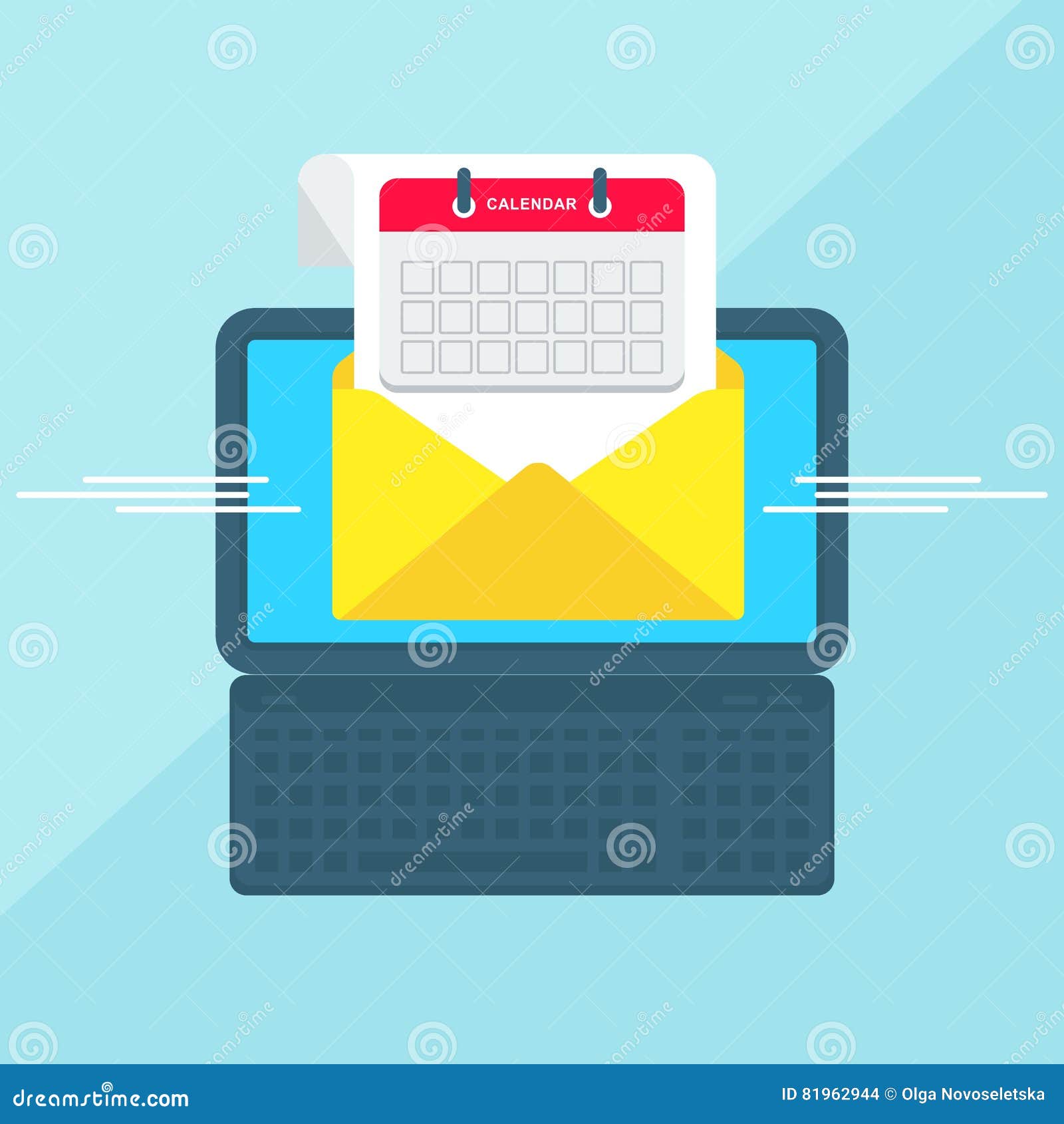 Laptop with Envelope Calendar Stock Vector - Illustration of icon, flat ...