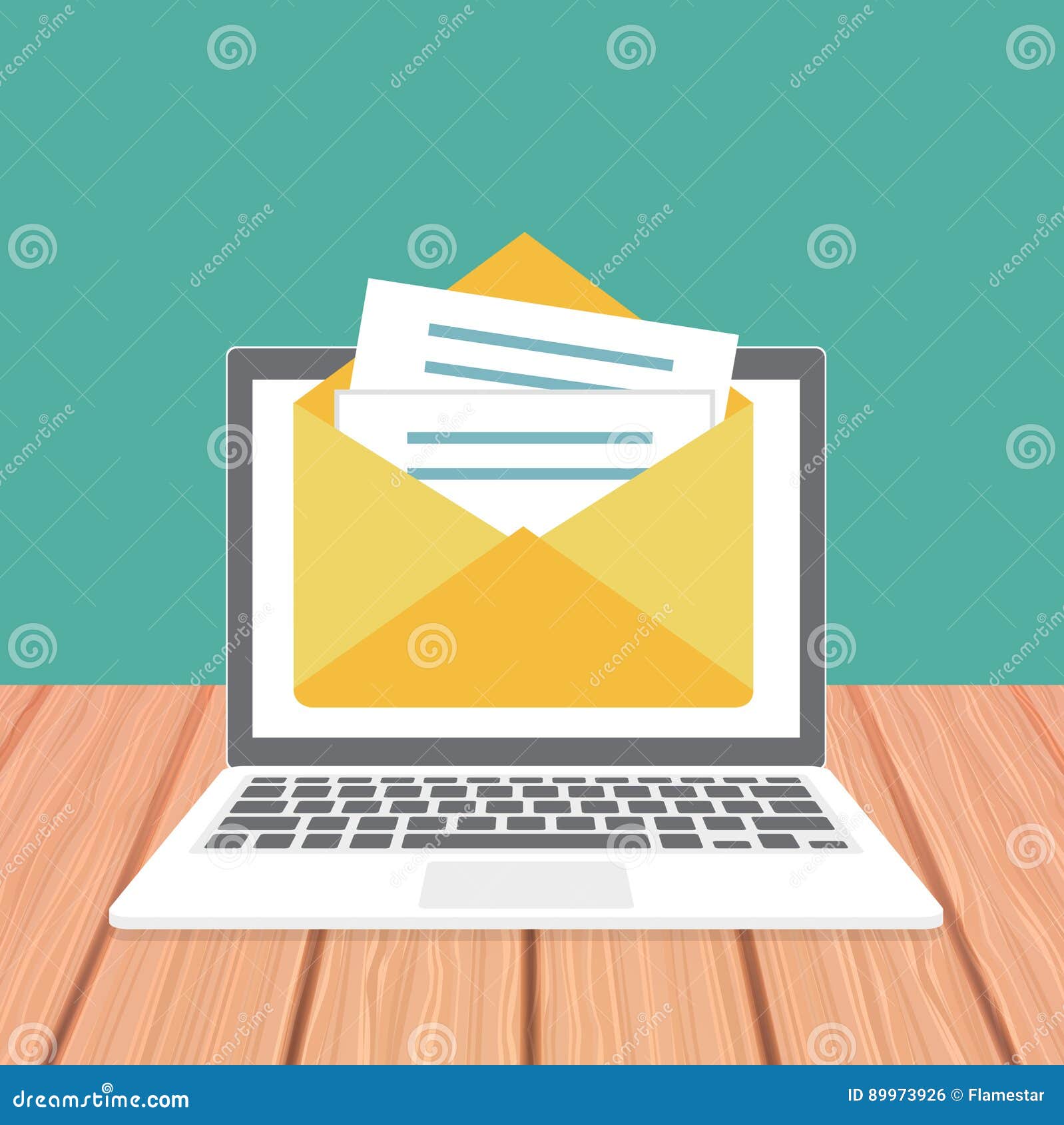 Laptop with Envelope of Email. Notebook, Email Document Stock Vector ...