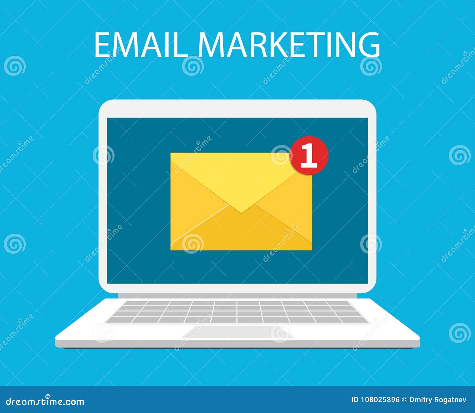 Laptop with Envelope and Open Email on Screen. Stock Vector ...